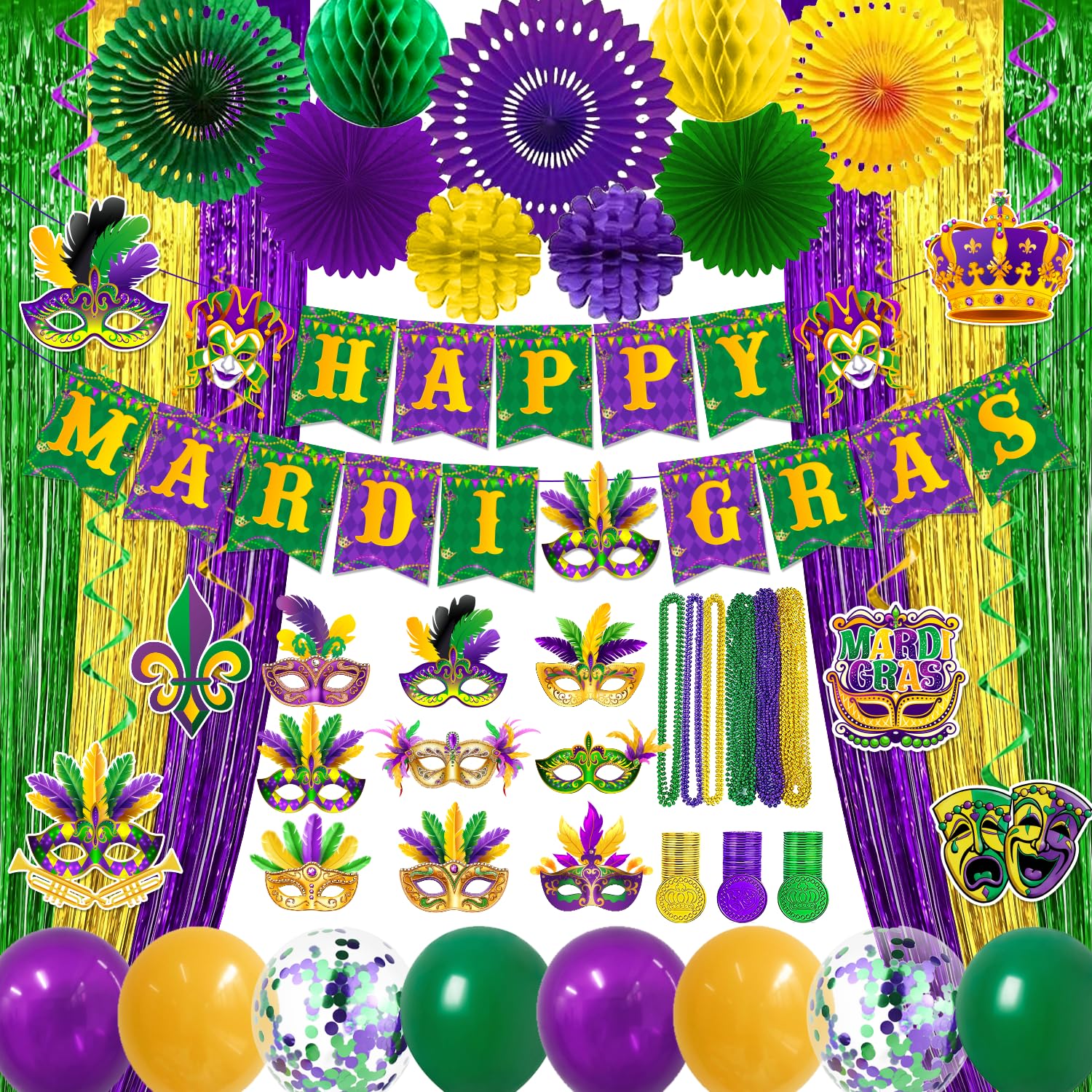 Amazon.com: Mardi Gras Decorations, Mardi Gras Party Supplies includes ...