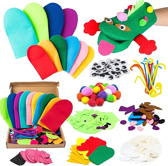 WATINC 10Pcs Animal Hand Puppet Making Kit for Kids Toddlers DIY Art ...