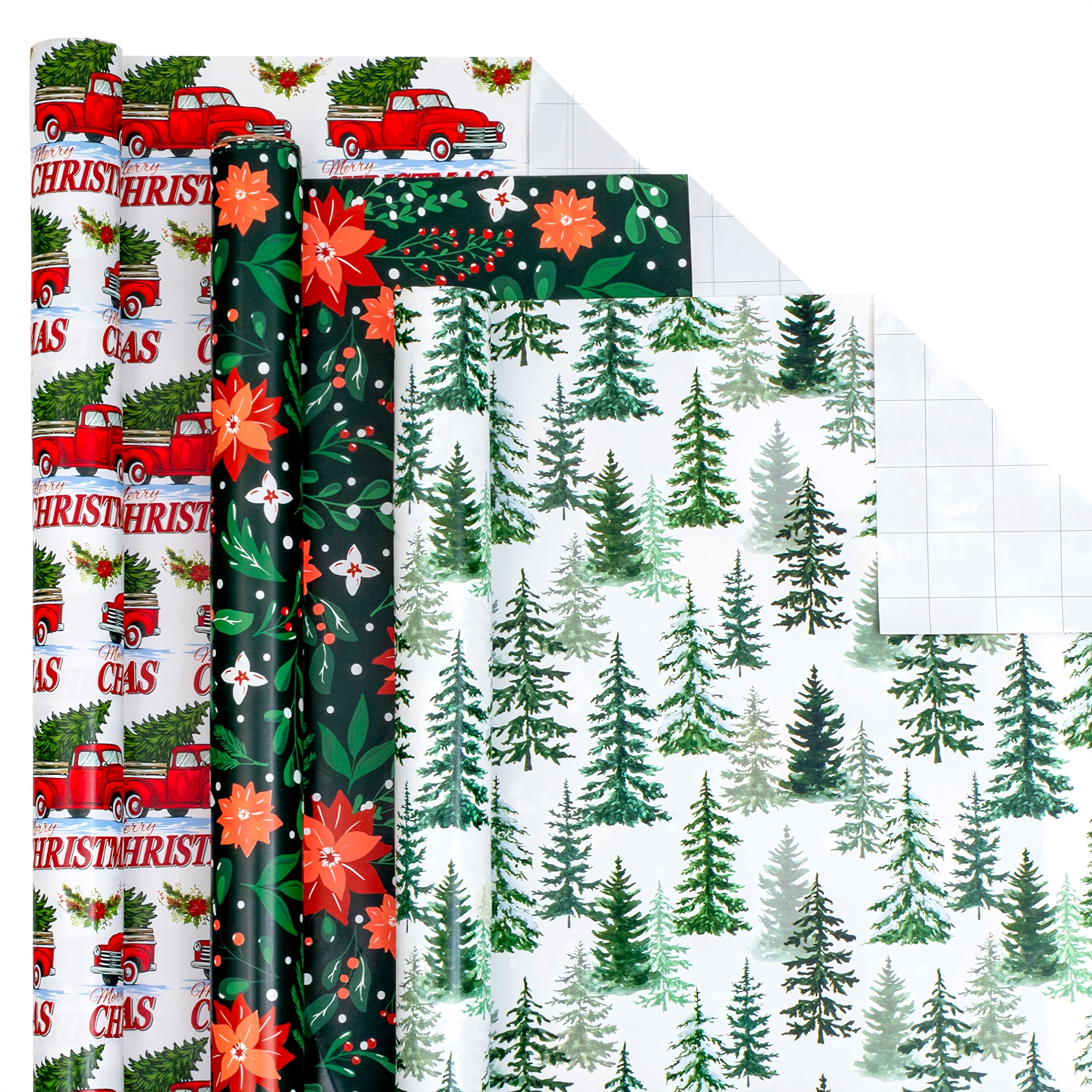 Amazon.com: Afucus Christmas Wrapping Paper, 3 Mini Rolls, Christmas ...