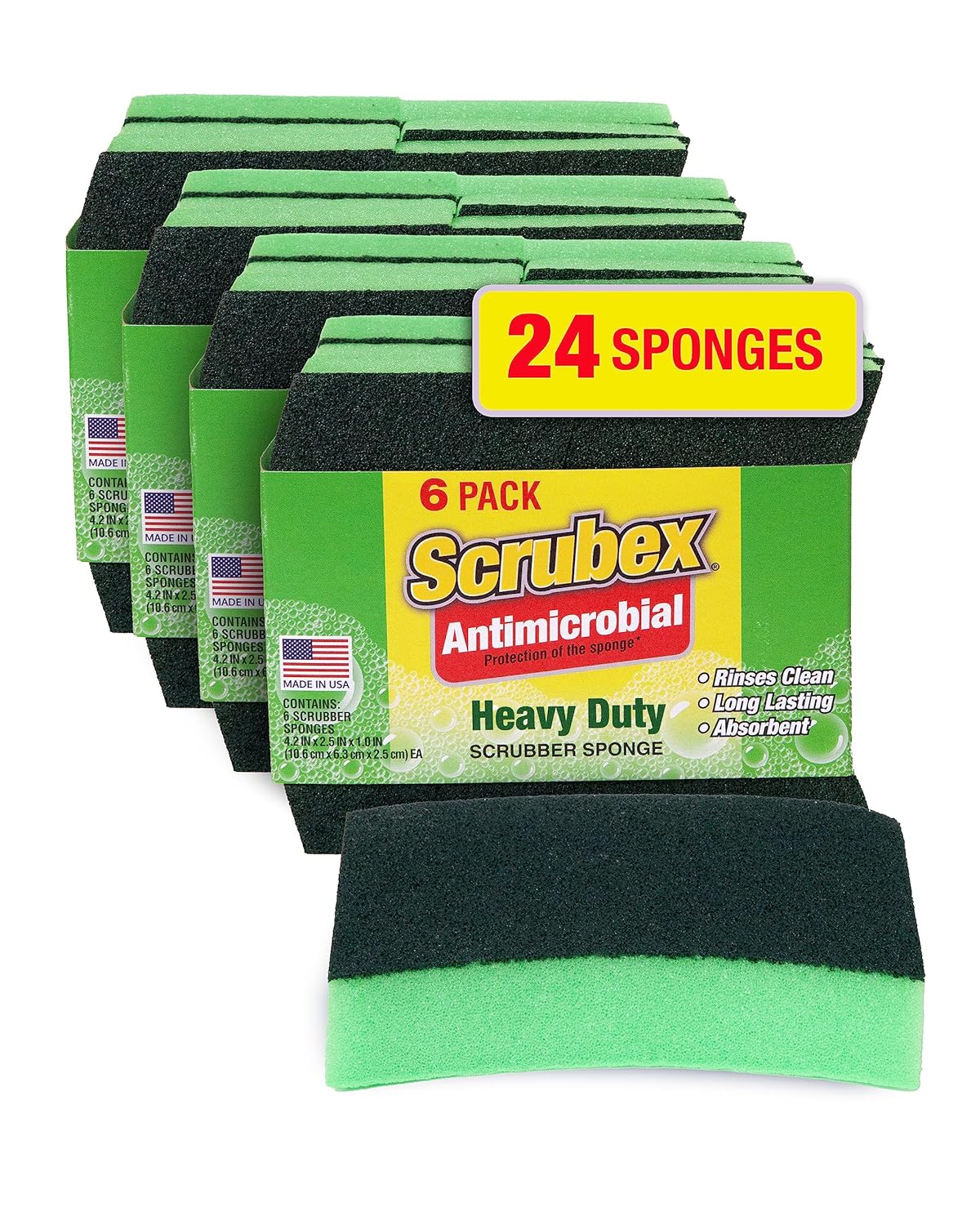 Scrubex Antimicrobial Heavy Duty Scrubber Sponge, 24 Count : Amazon.in ...