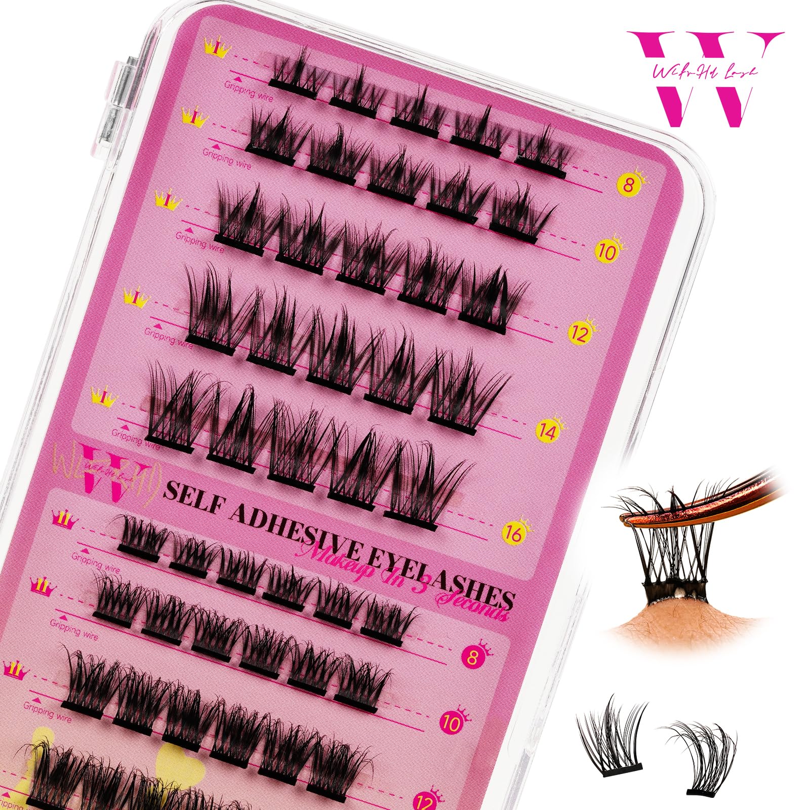 Amazon.com: Self Adhesive Eyelashes 55Pcs Cluster Lashes Self Sticking ...