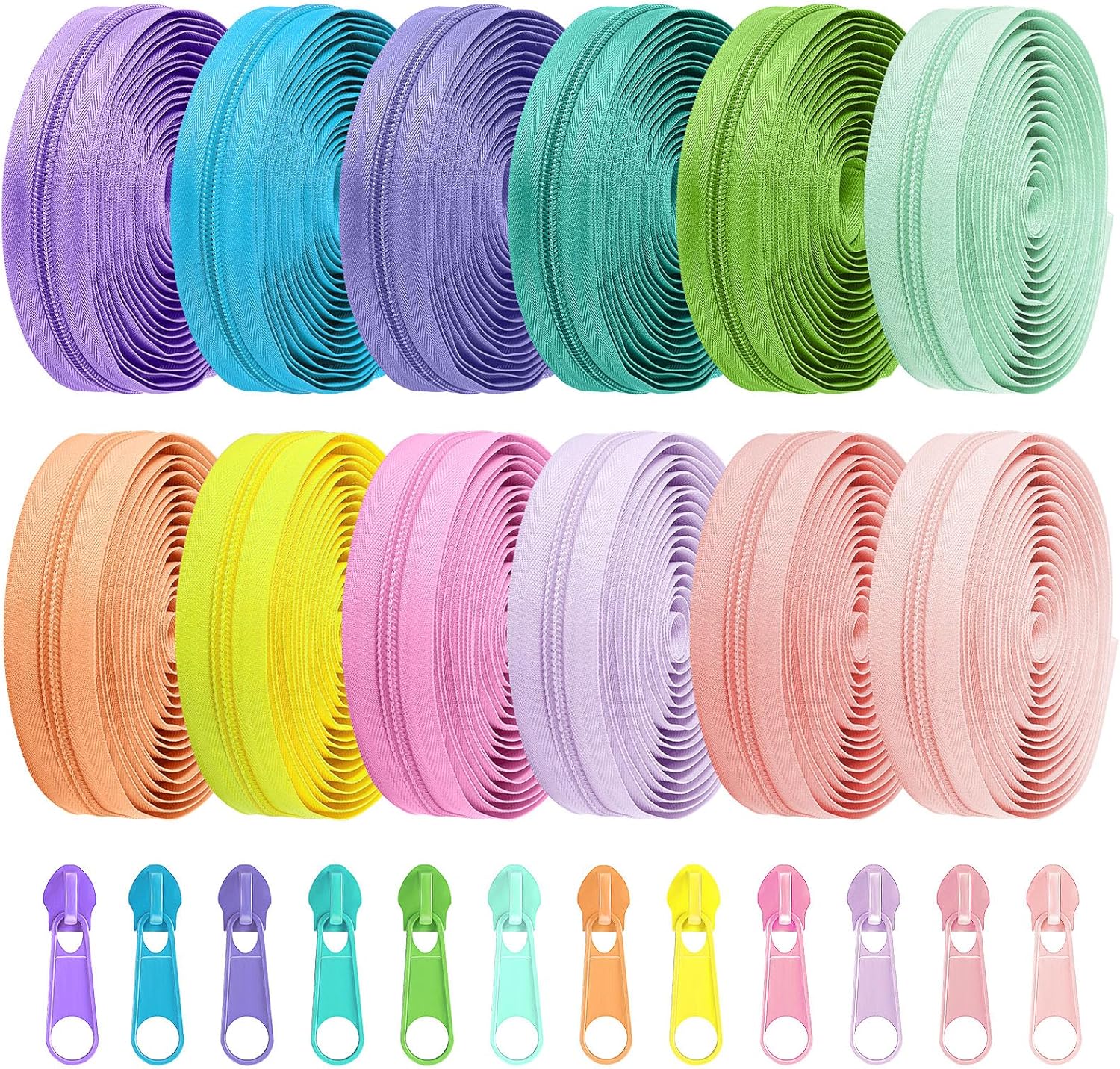 Amazon.com: Syhood 36 Yards 12 Pieces #5 Sewing Zippers Tapes Assorted ...