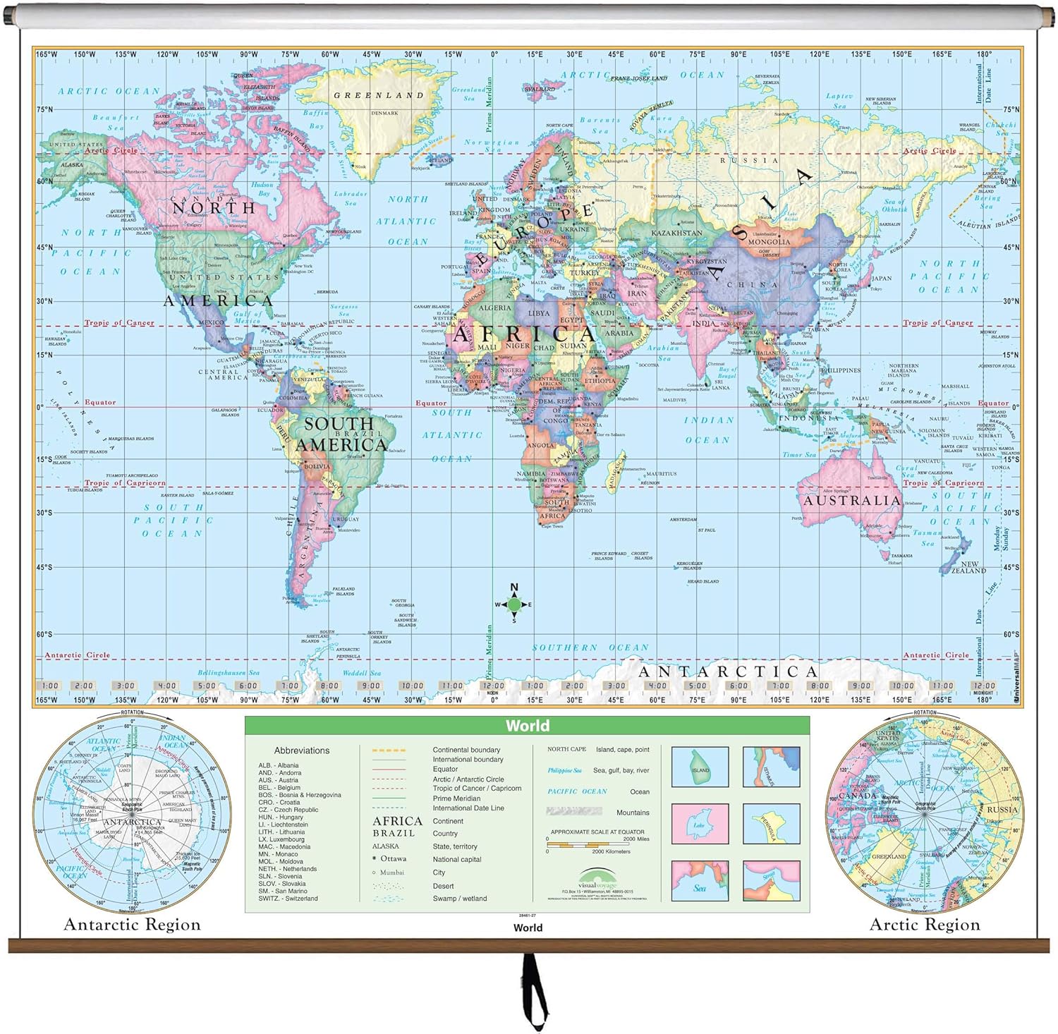 Amazon.com: World Essential Wall Map Roller (Essential Classroom Wall ...