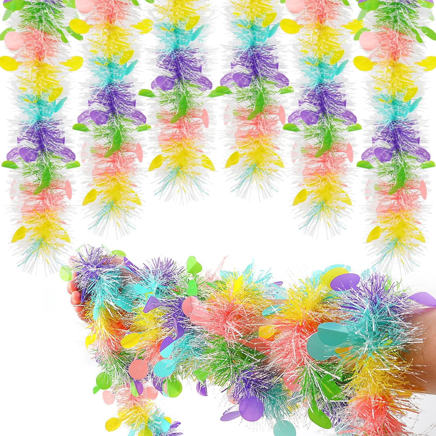 Amazon.com: 33 Ft Easter Tinsel Garland - Reusable Tinsel Twist Garland ...