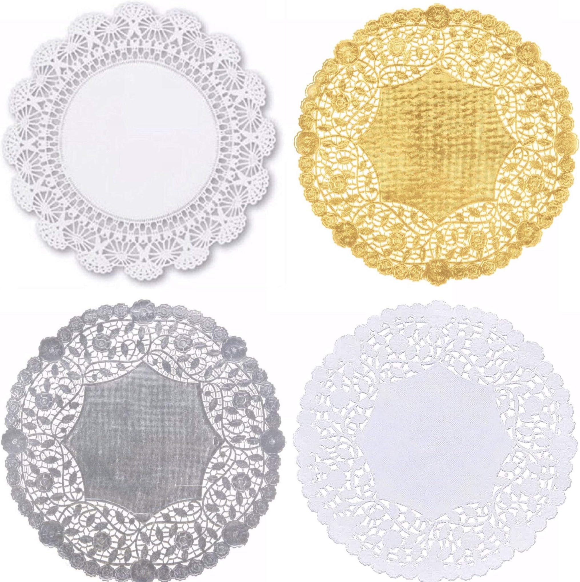 Amazon.com: Combo Pack 6-inch Doilies - White Black Paper Lace and Gold ...