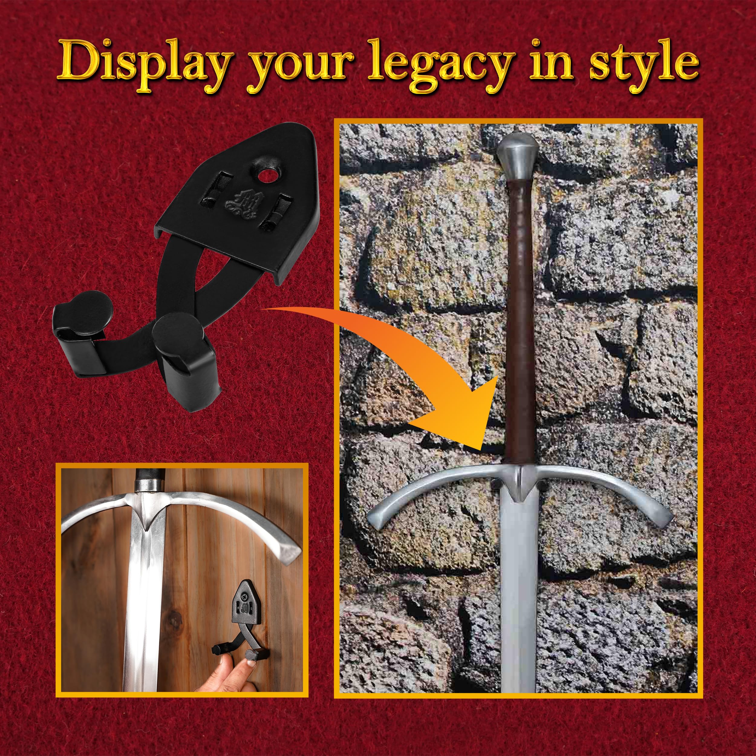 Snapklik.com : Mythrojan Metal Single Sword Wall Mounts Vertical Sword ...