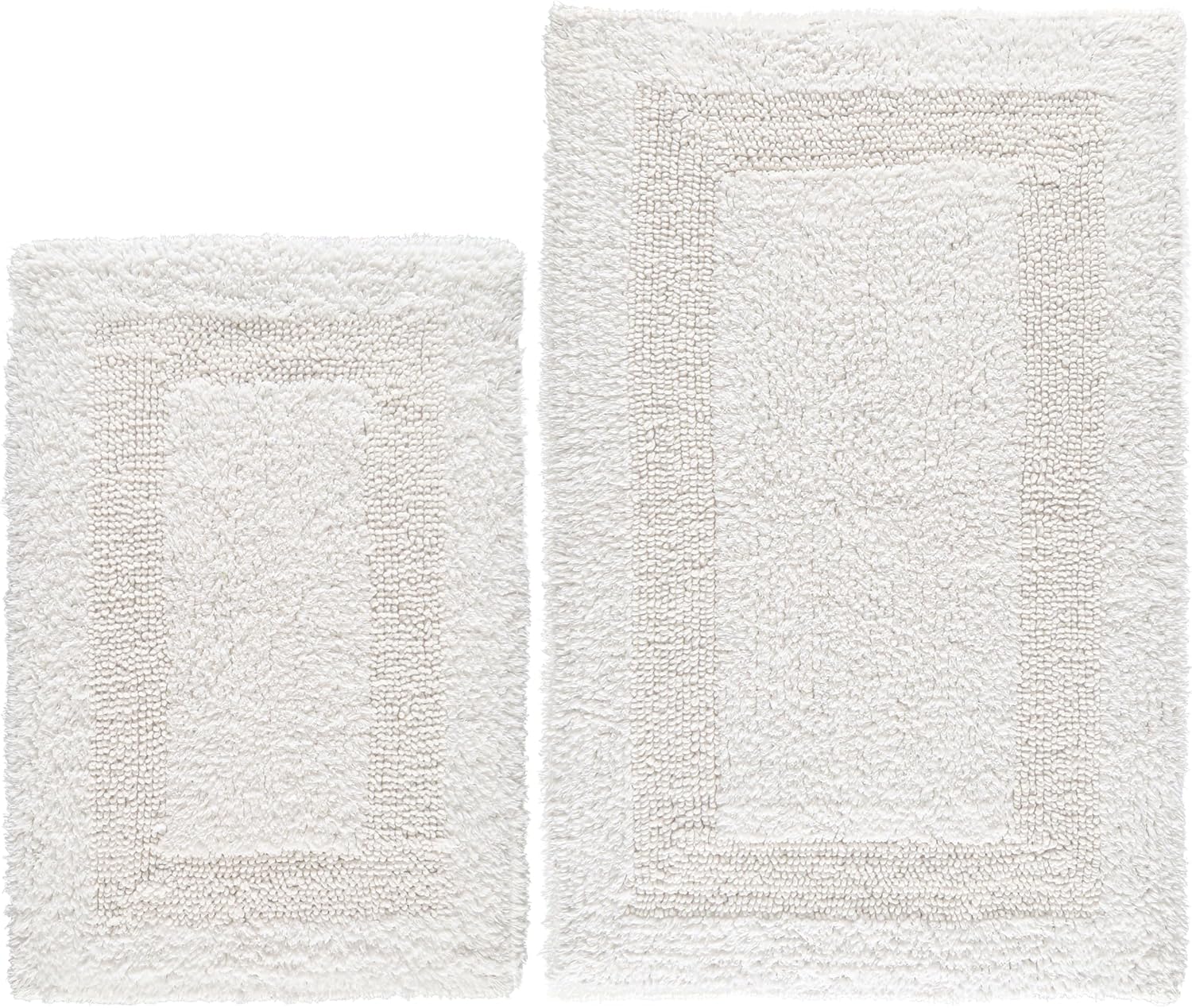 Amazon.com: Bathroom Rugs Set 2 Piece White Cotton Tufted Reversible ...