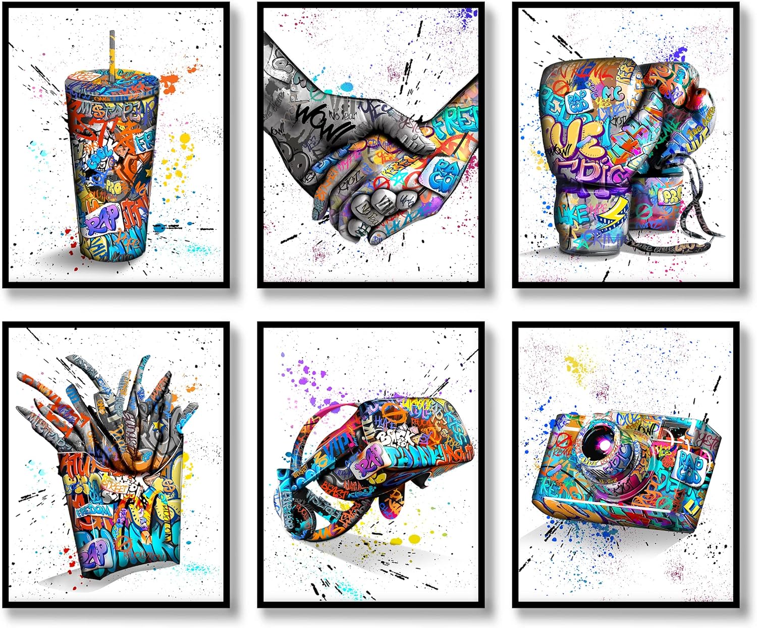 Amazon.com: Graffiti Wall Art Modern Prints Wall Decor Set of 6 Canvas ...