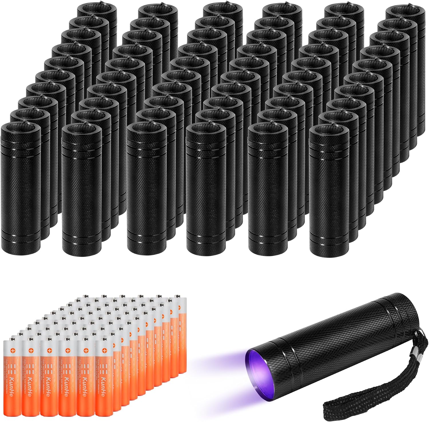 Amazon.com: KunHe 60 Pack UV Flashlight 395nm Black Light Mini AAA ...
