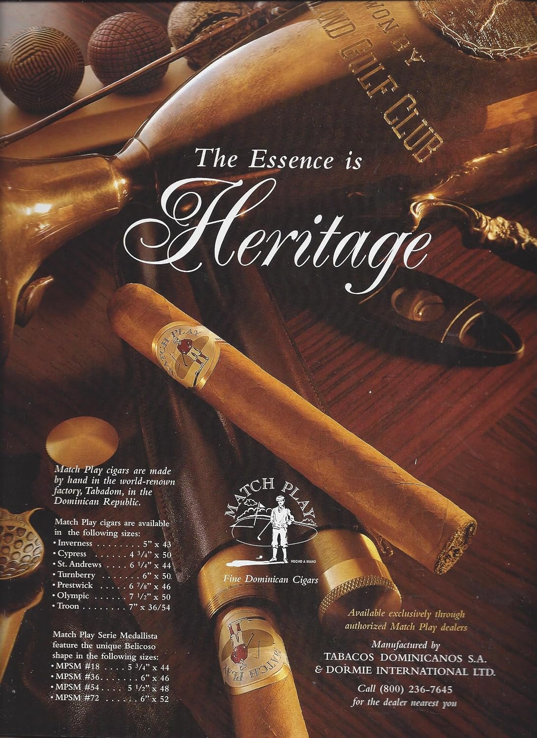 Amazon.com: MAGAZINE ADVERTISEMENT For 1998 Match Play Cigars: The ...