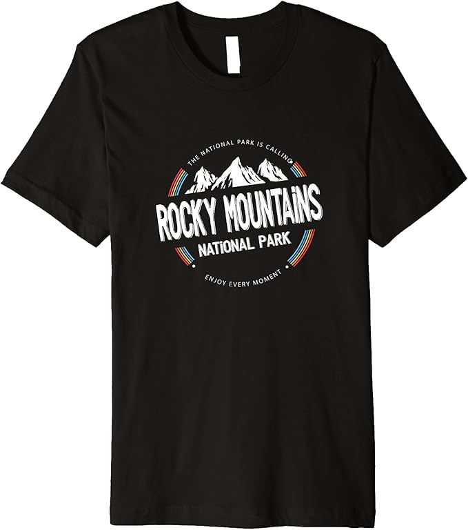 Amazon.com: Rocky Mountains Vintage Style T Shirt Premium T-Shirt ...