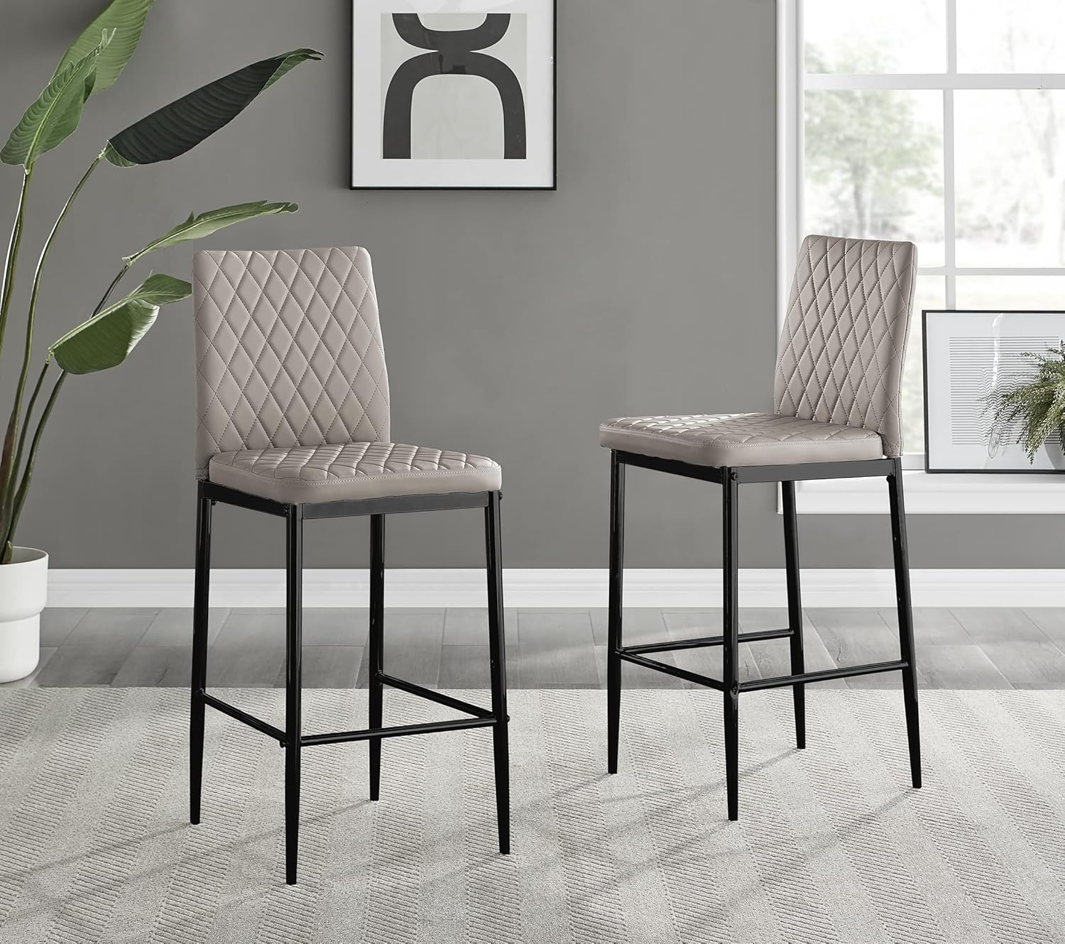 Furniturebox Milan Breakfast Bar Stools - Contemporary Cappuccino Soft ...