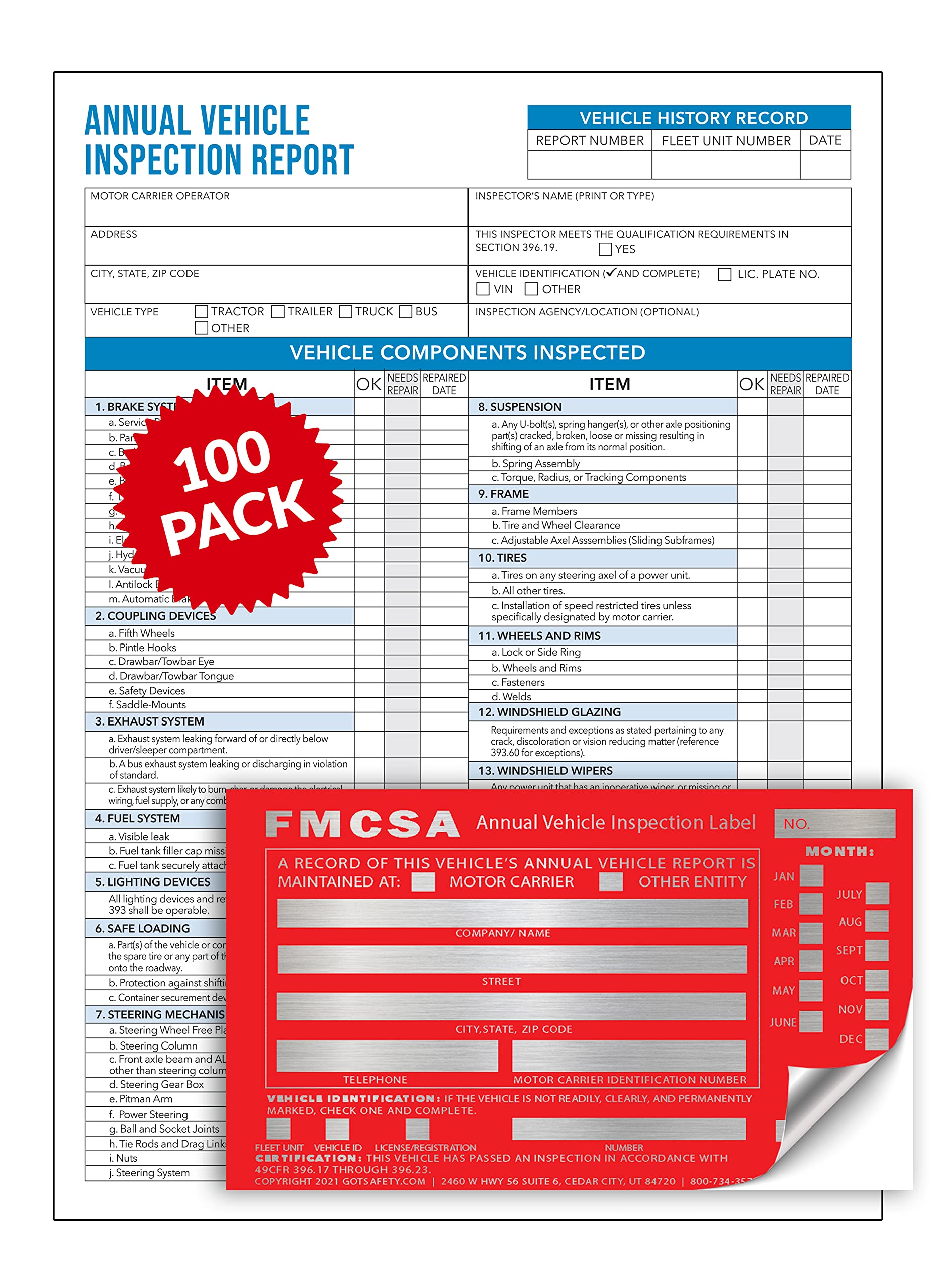 Buy GotSafety - Red Exterior Aluminum Inspection Label (6"x3.5") with 3 ...