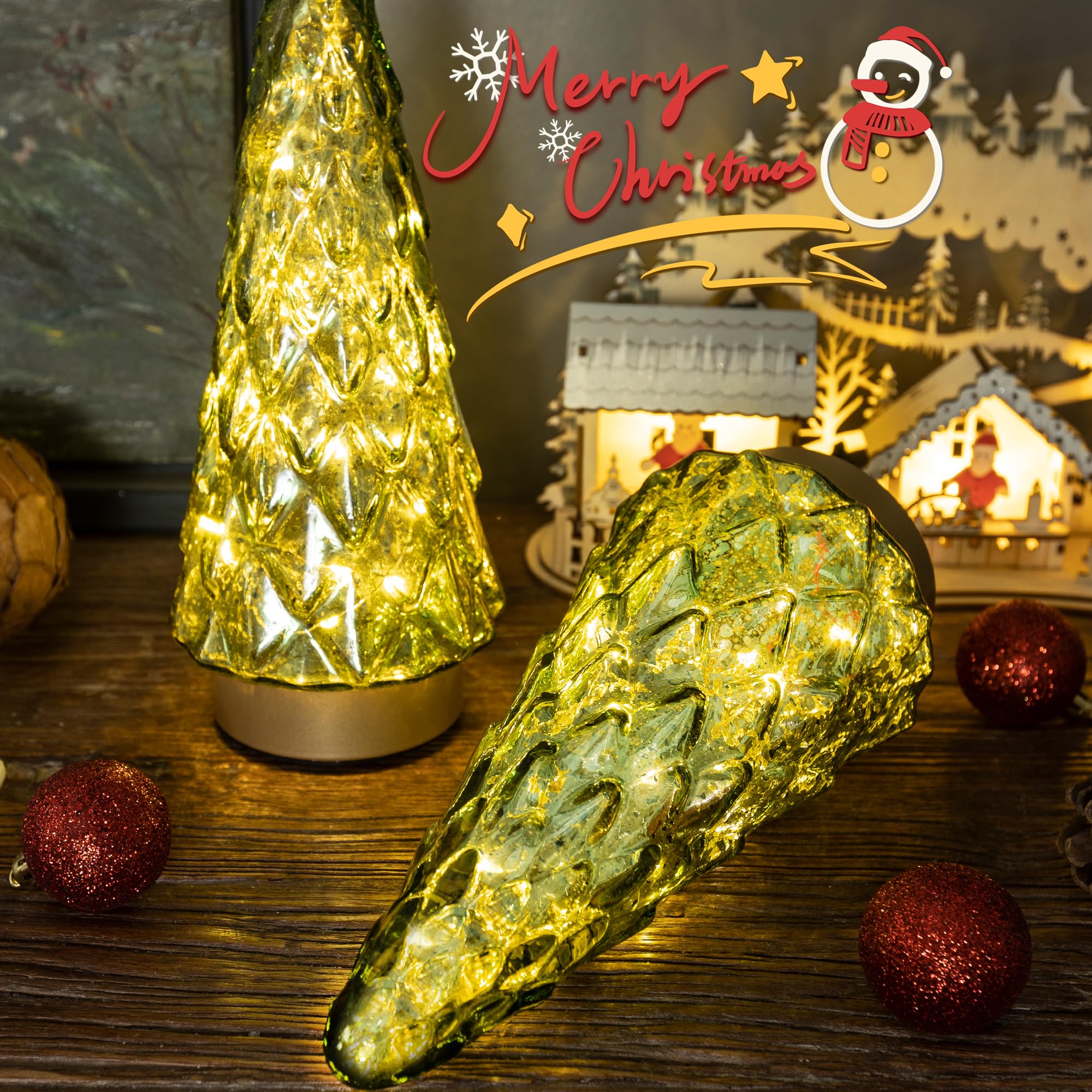 Snapklik.com : LUSHARBOR Christmas Decorations Tabletop Glass Christmas ...