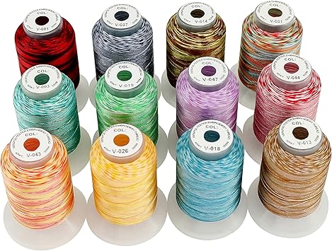 Amazon.com: New brothread 12 Colors Variegated Polyester Embroidery ...