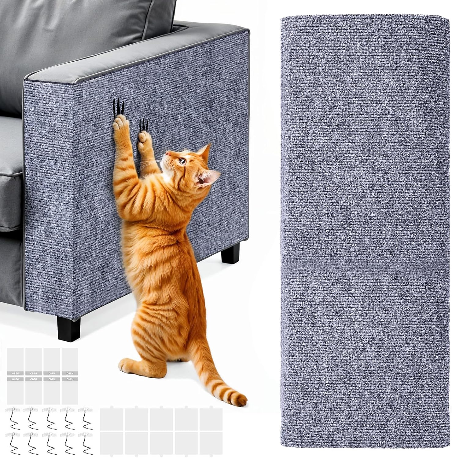 200x40 cm Self-Adhesive Cat Scratch Protector for Couch, Trimmable Cat ...