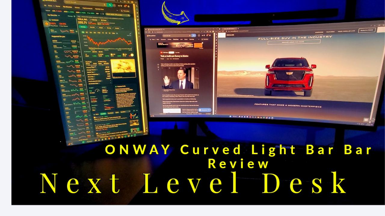 Watch ONWAY Curved Monitor Light Bar with Wireless Remote,Monitor on ...
