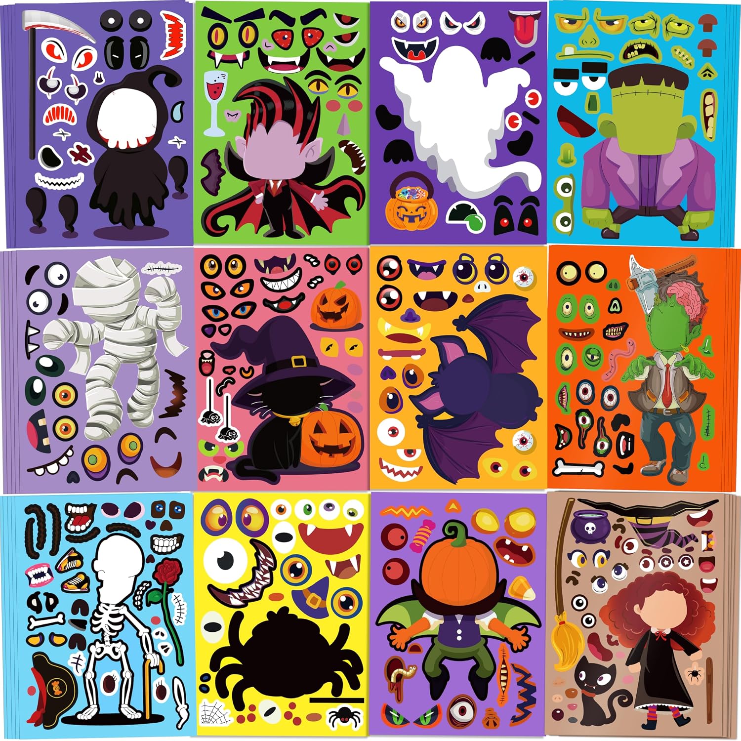 Amazon.com: 60 Sheets Halloween Stickers Crafts for Kids - Make-A ...