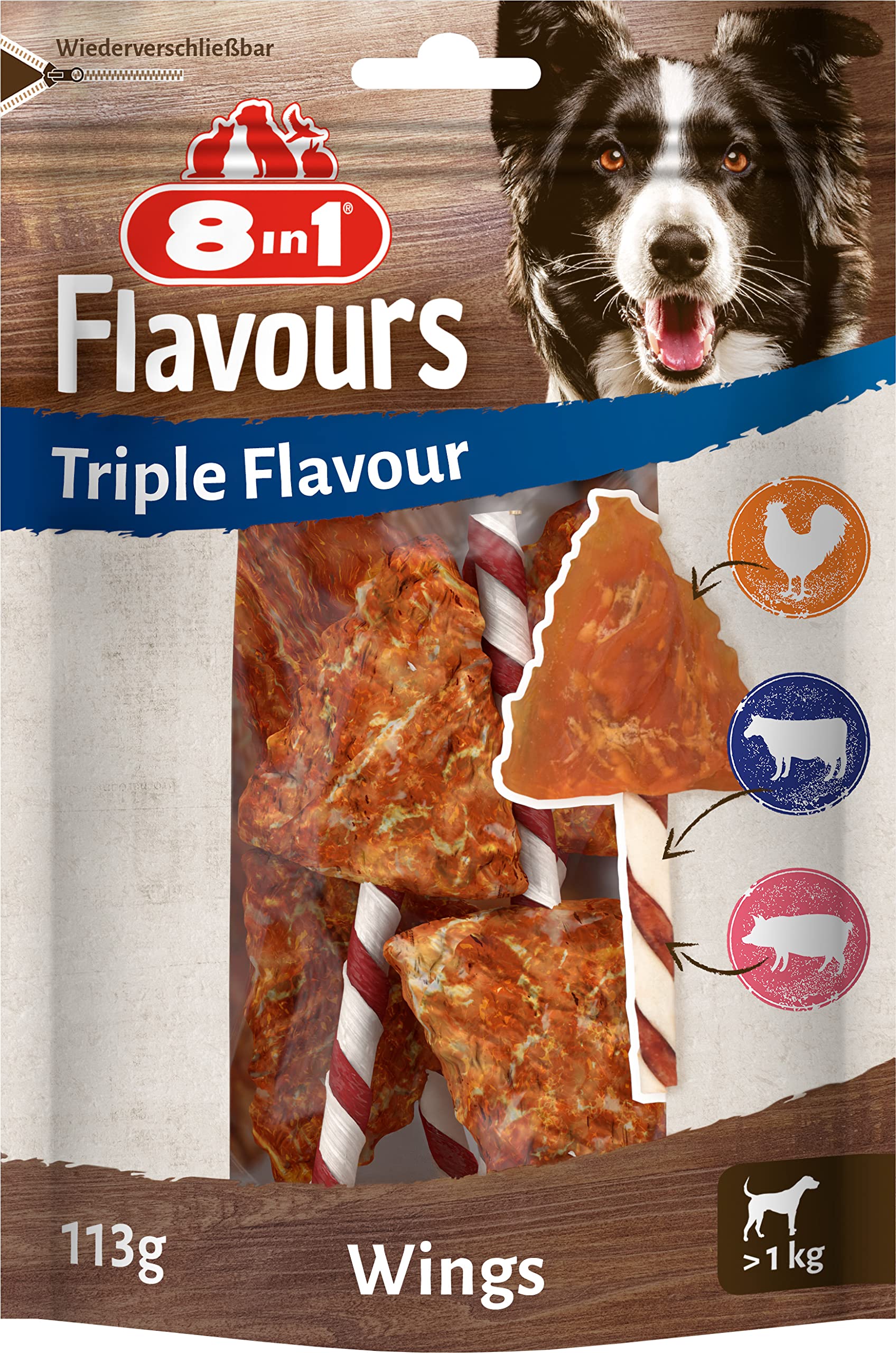 8in1 Triple Flavor Wings Chew Snack 6 Pieces Wrapped with Chicken ...