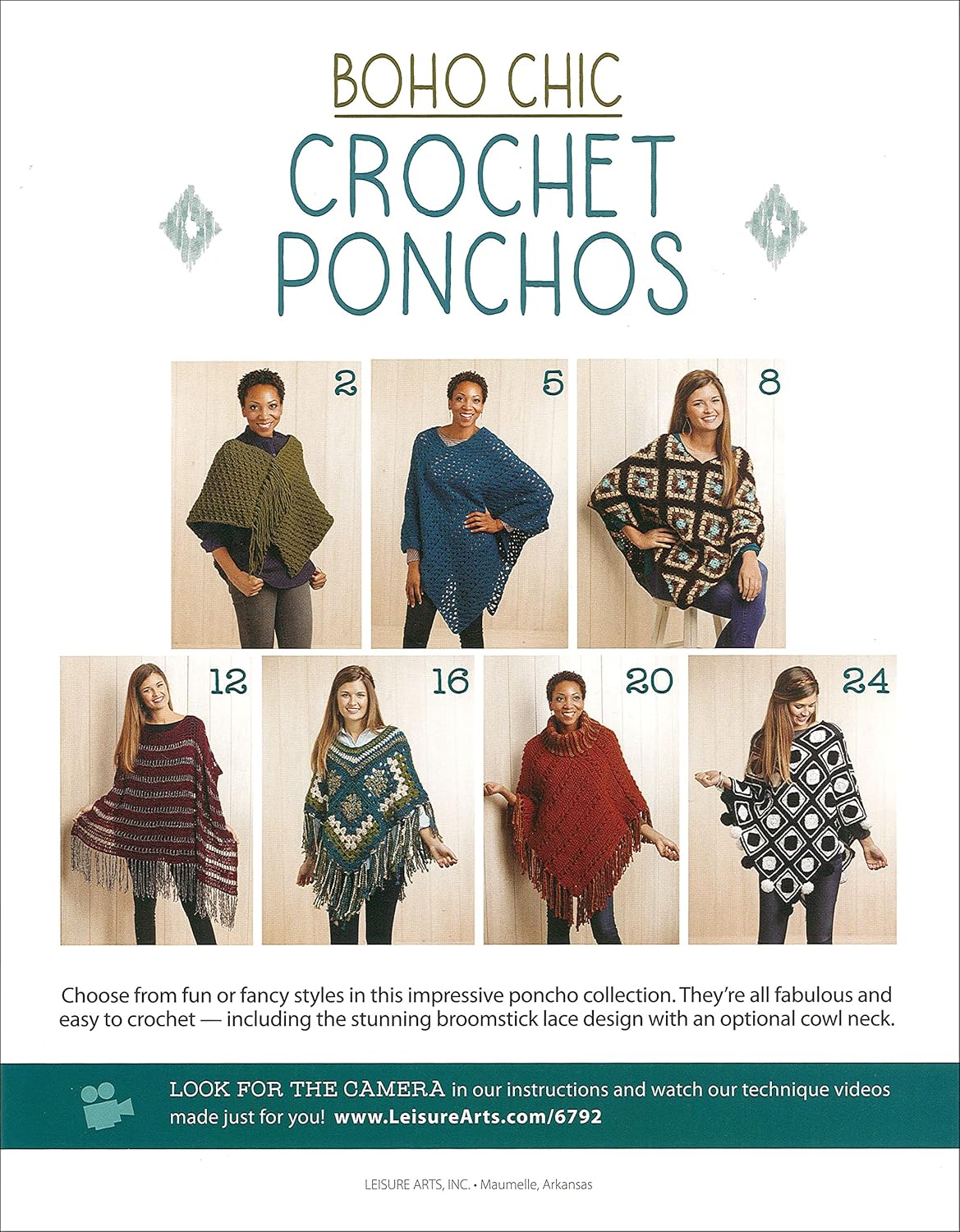 Amazon.com: Leisure Arts Boho Chic Crochet Ponchos Crochet Book : Arts ...