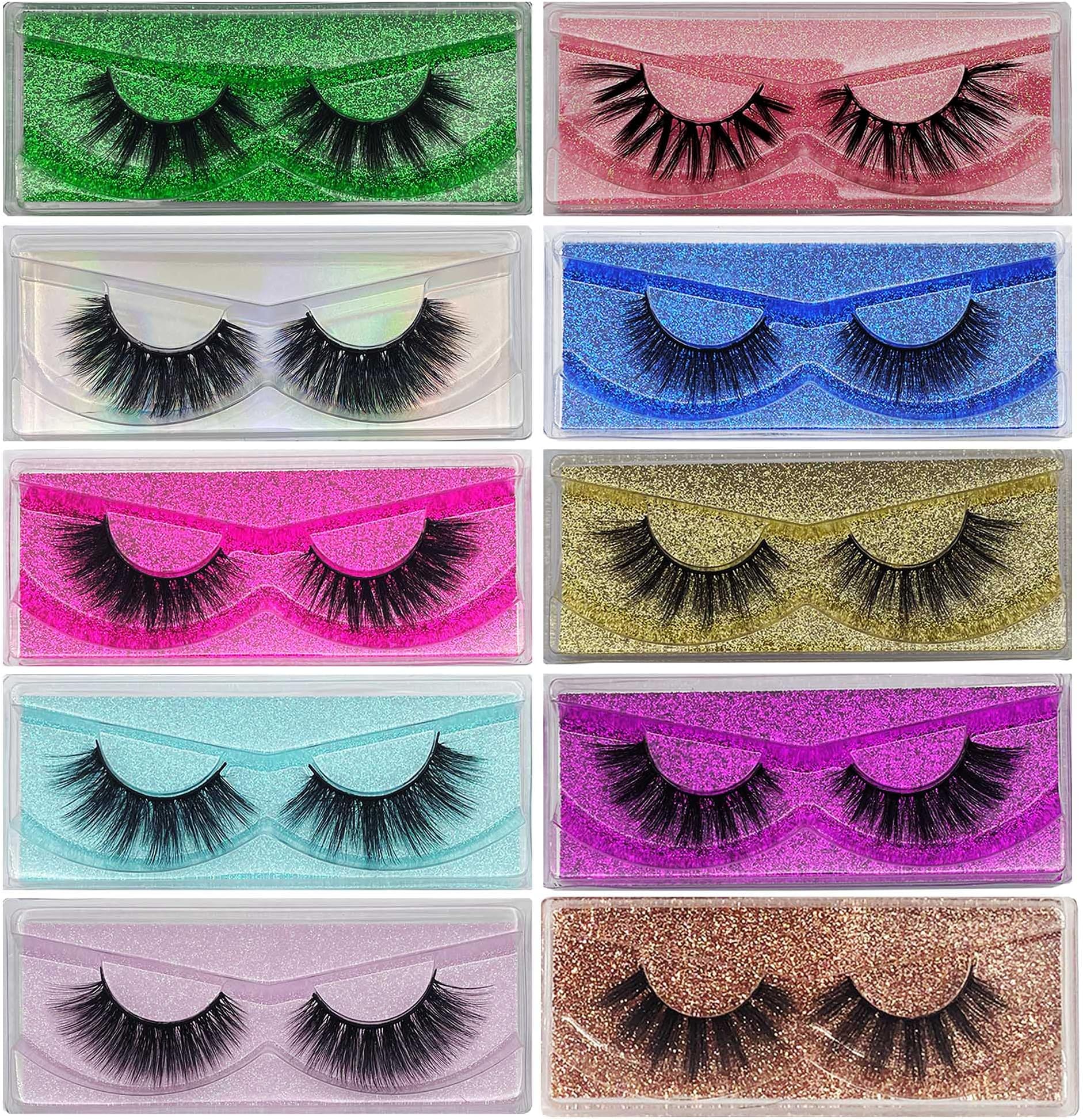 Amazon.com: Lanflower Fake Eyelashes Natural Look Dramatic 3D Lashes ...