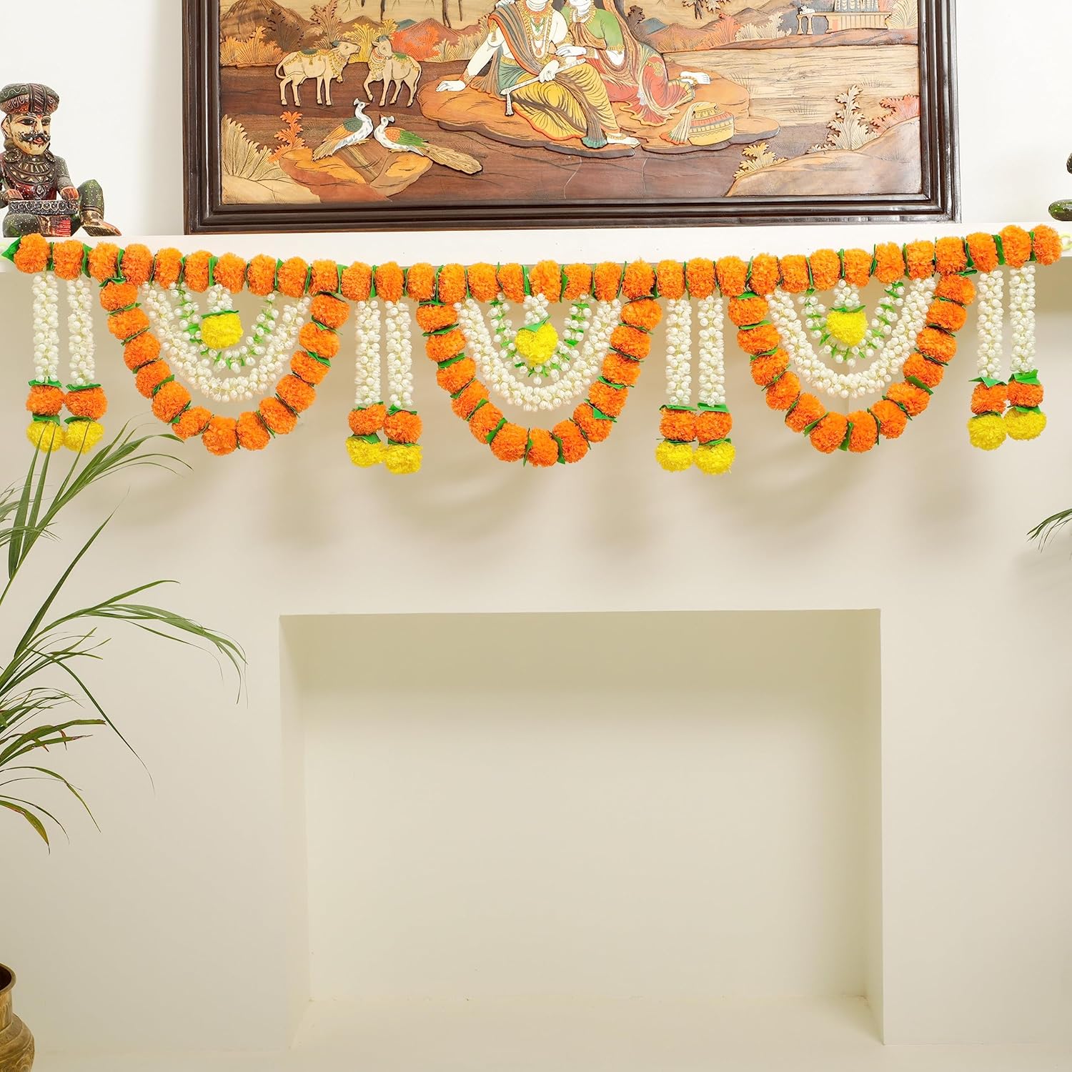 Amazon.com: 5 Ft Marigold Mogra Toran | Door Hanging Toran | Indian ...