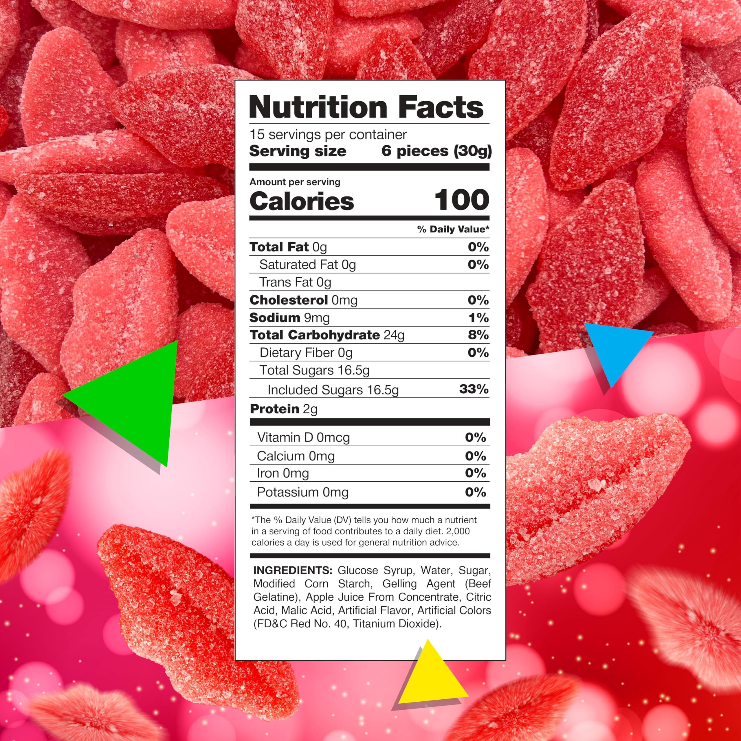 Snapklik.com : Lips Gummy Candy 1 Pound Bag Cherry Flavor Sugar-Coated ...