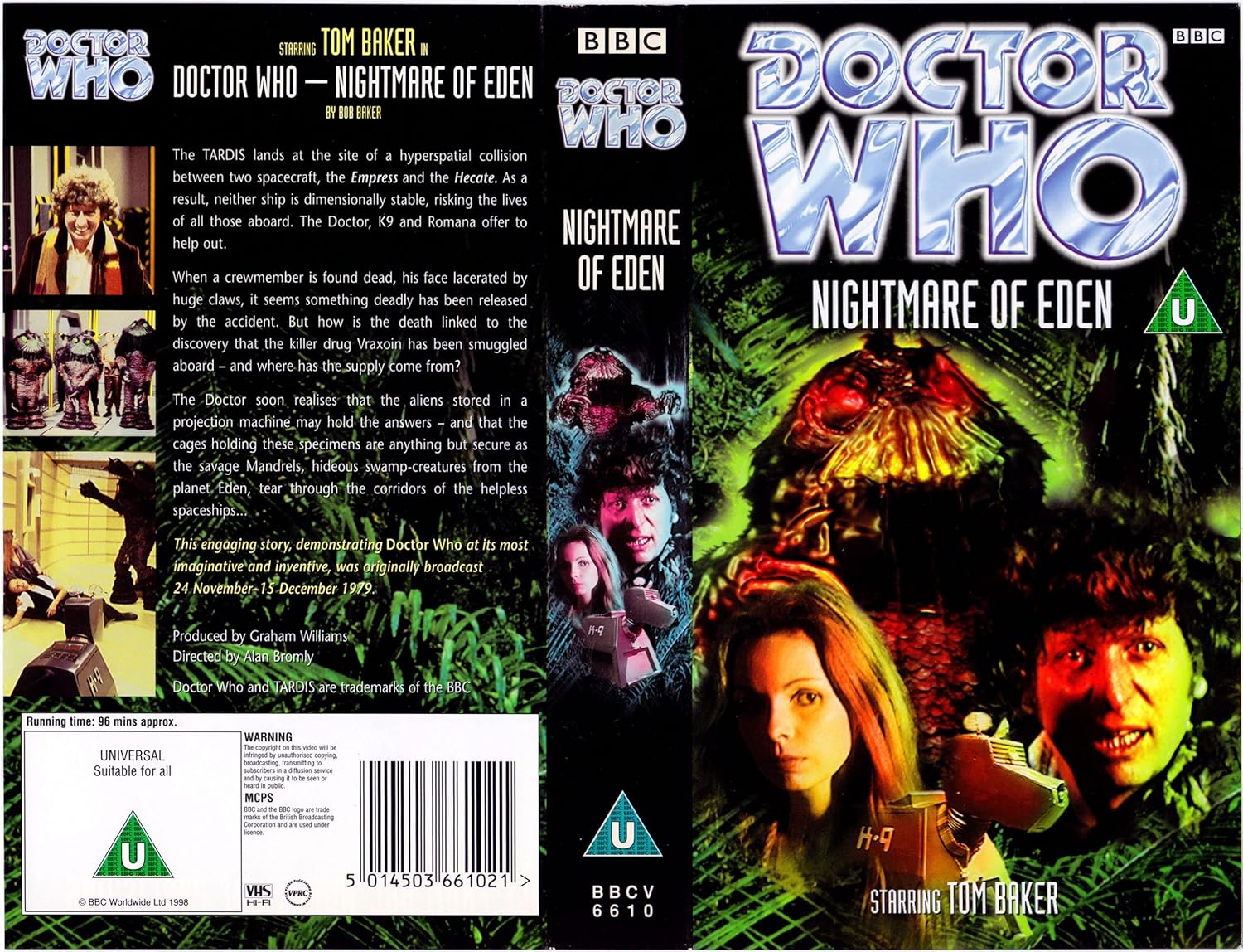 Doctor Who: Nightmare Of Eden [VHS] : Tom Baker, Lalla Ward, David ...