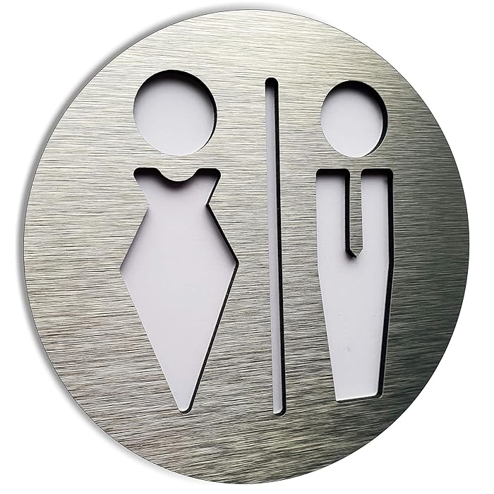 Buy BSYDESIGN Bathroom Unisex WC Door Sign - Restroom Wall/Door Symbol ...