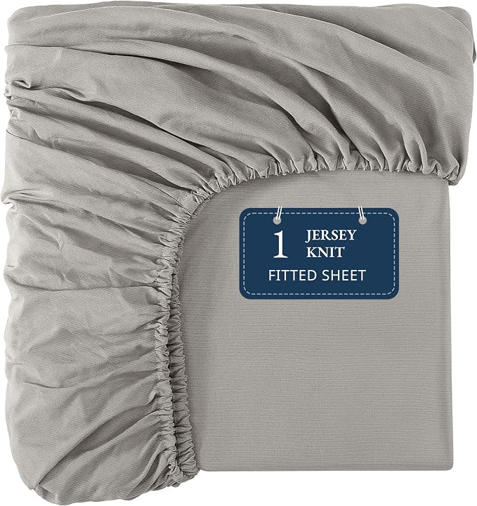 Amazon.com: Twin Size Fitted Sheet - Stretchable Jersey Knit Fabric ...