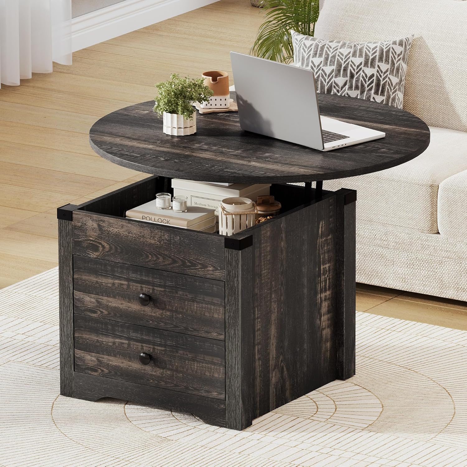 Amazon.com: YITAHOME Round Lift Top Coffee Table, Coffee Tables for ...