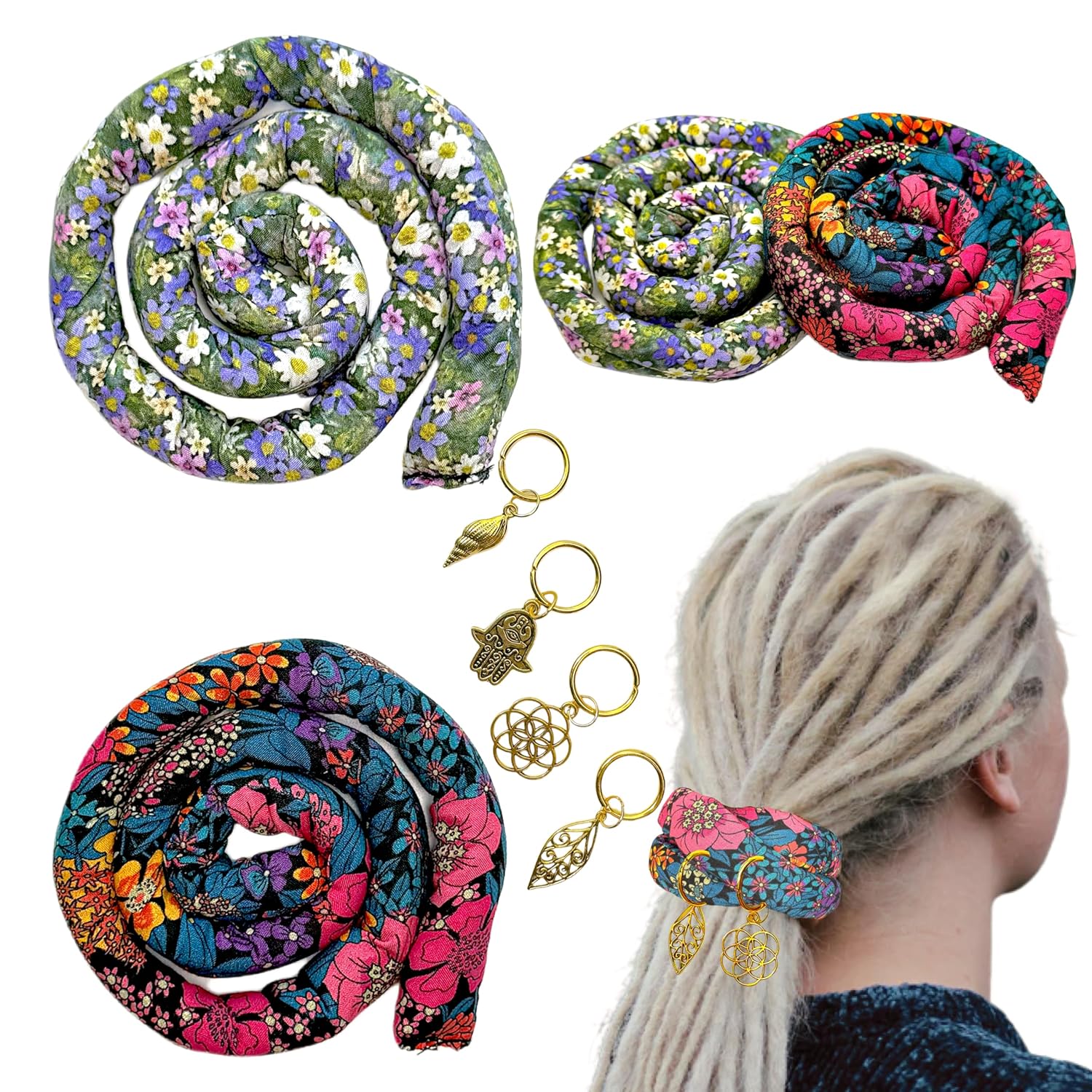 Amazon.com : 2 pcs Handmade Spiral Lock Hair Tie Bendable Loc Tie ...