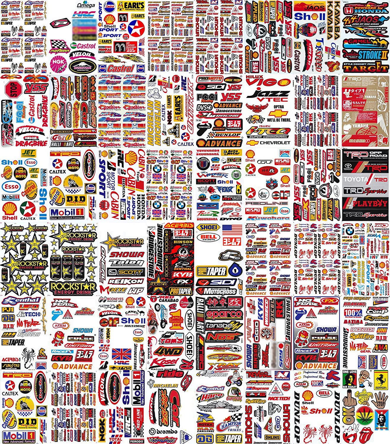 Buy Pack of 8 Sheets Random Car Racing Sticker Decal Brand Logo Drink ...