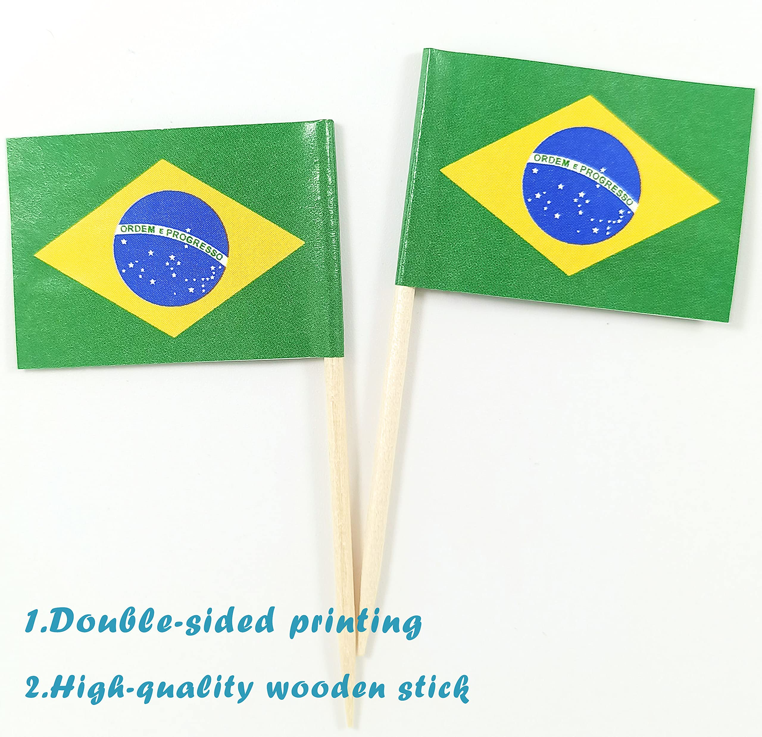 JBCD 100 Pcs Brazil Flag Toothpicks Brazilian Flags Cupcake Toppers ...