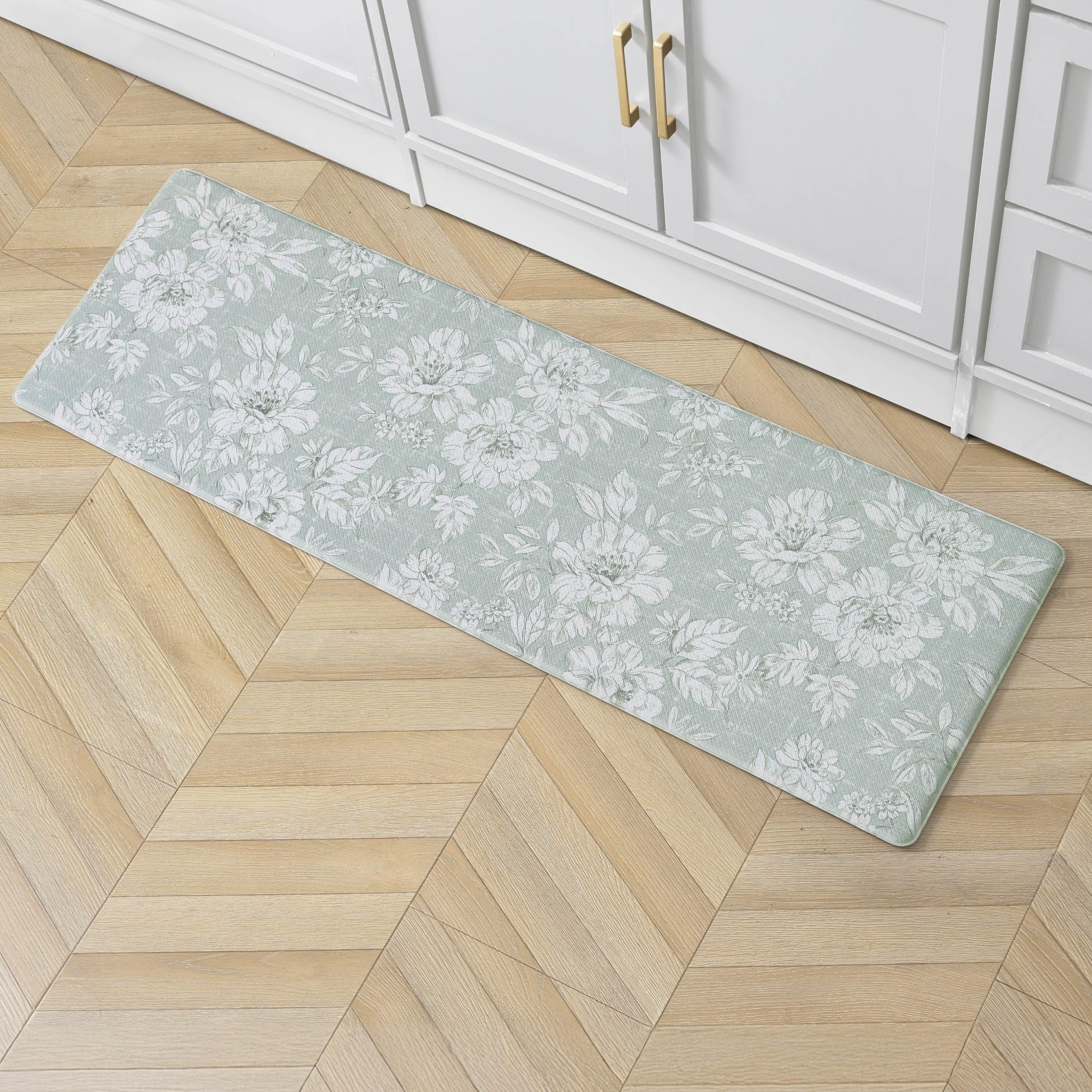 Amazon.com: Laura Ashley - Anti-Fatigue Kitchen Mat, Iris Floral Design ...