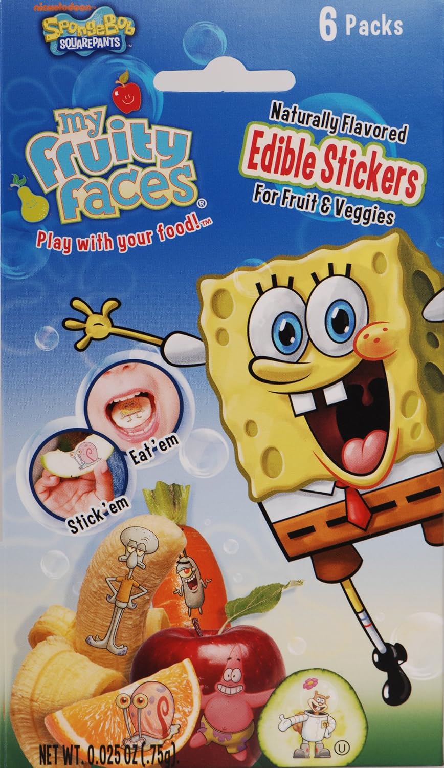 SpongeBob SquarePants Edible Stickers For Fruits & Veggies (3 Pack ...