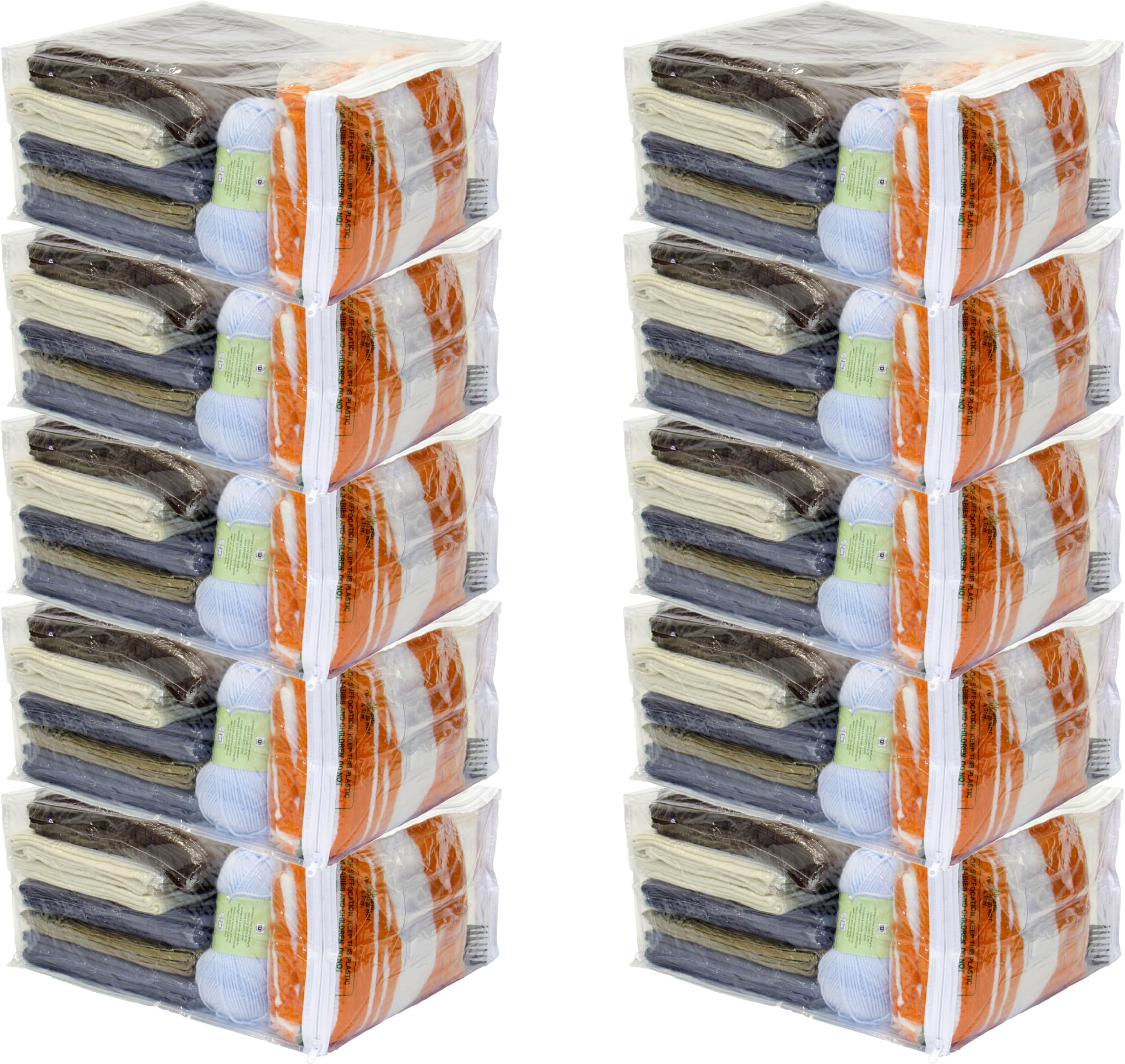 Amazon.com: 10-Pack Clear Vinyl Zippered Storage Bags 15 x 18 x 9 Inch ...