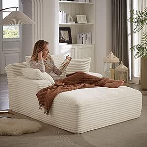 Amazon.com: Full Foam Oversized Chaise Lounge Chair Indoor Fluffy ...