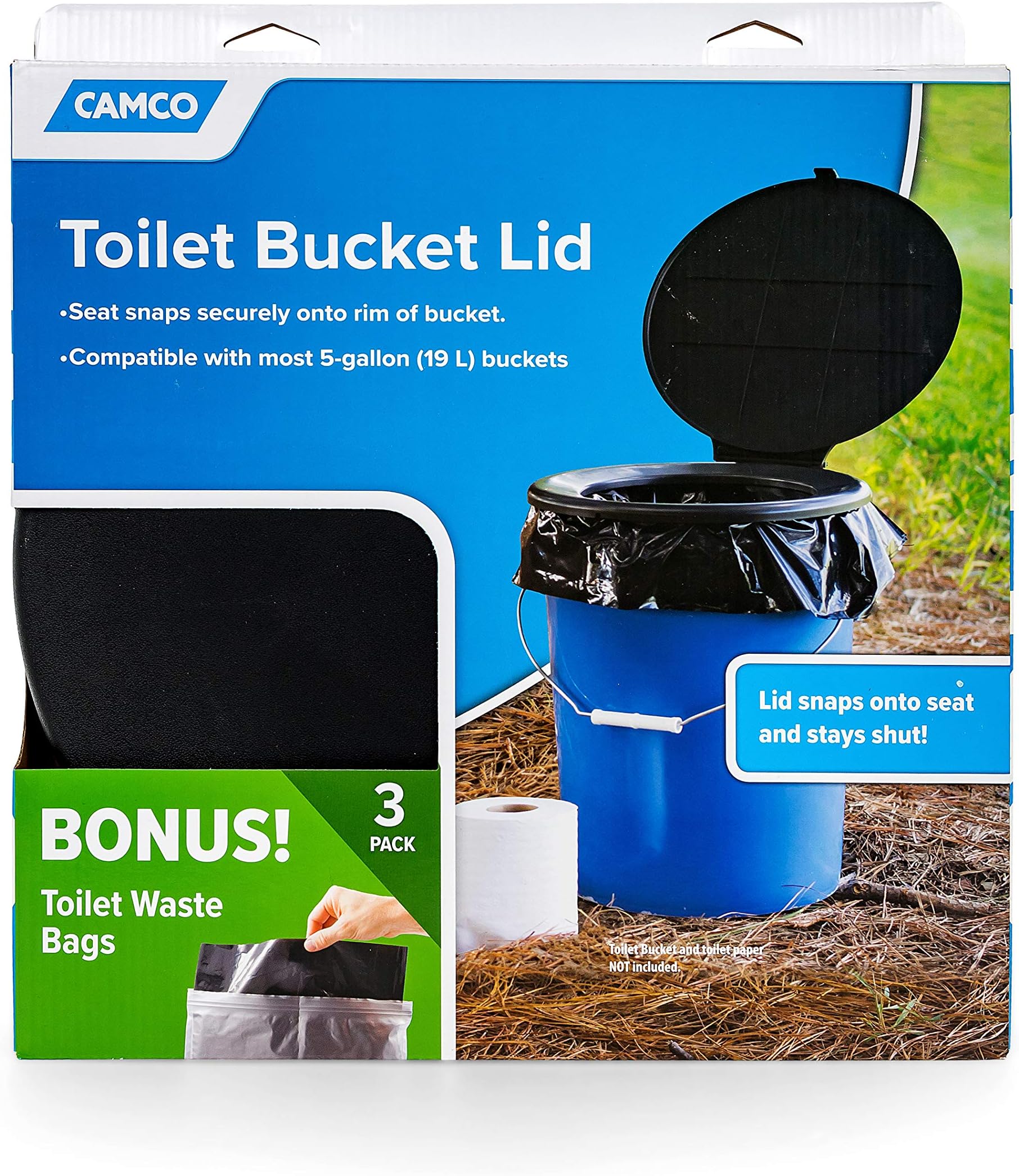 Amazon.com: Camco Bucket Toilet Seat with Lid - Converts Standard 5 ...