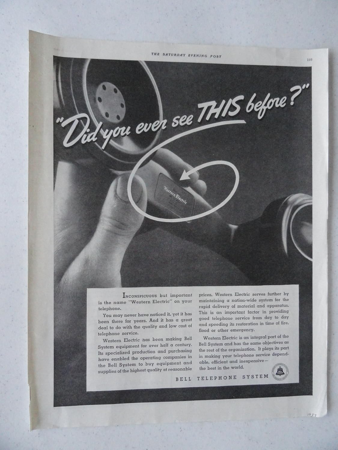Amazon.com: Bell Telephone System. Vintage 30's print ad.full page ...