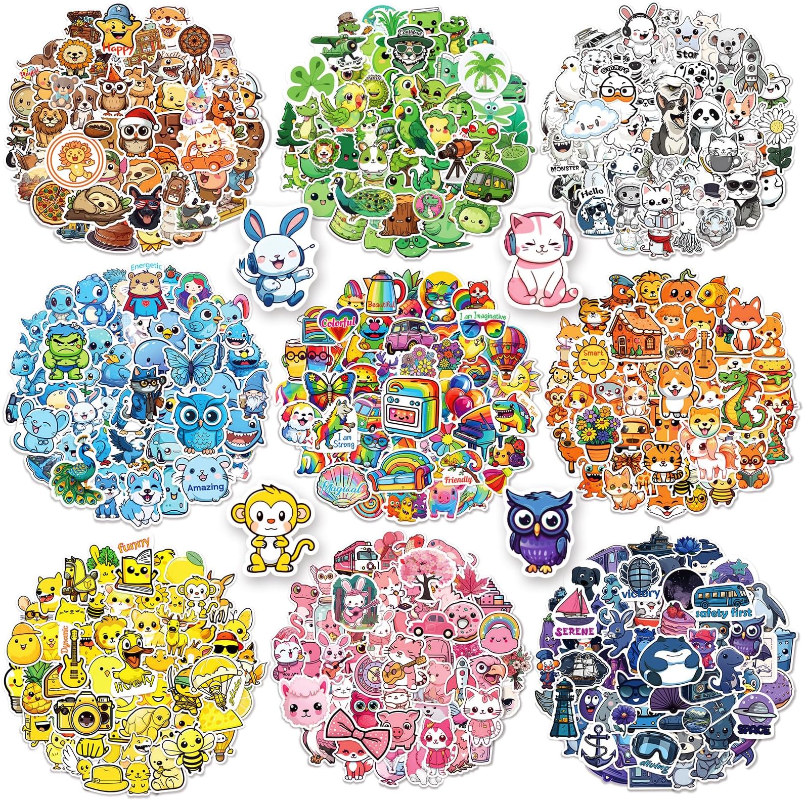 Amazon.com: 600pcs Mixed Cool Stickers for Kids, 12 Themes Stickers for ...