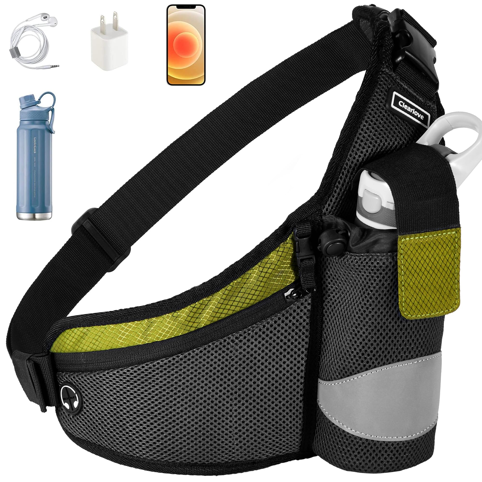 Leimeotery Running Waist Bag Fanny Pack With Water Bottle Holder Hiking ...