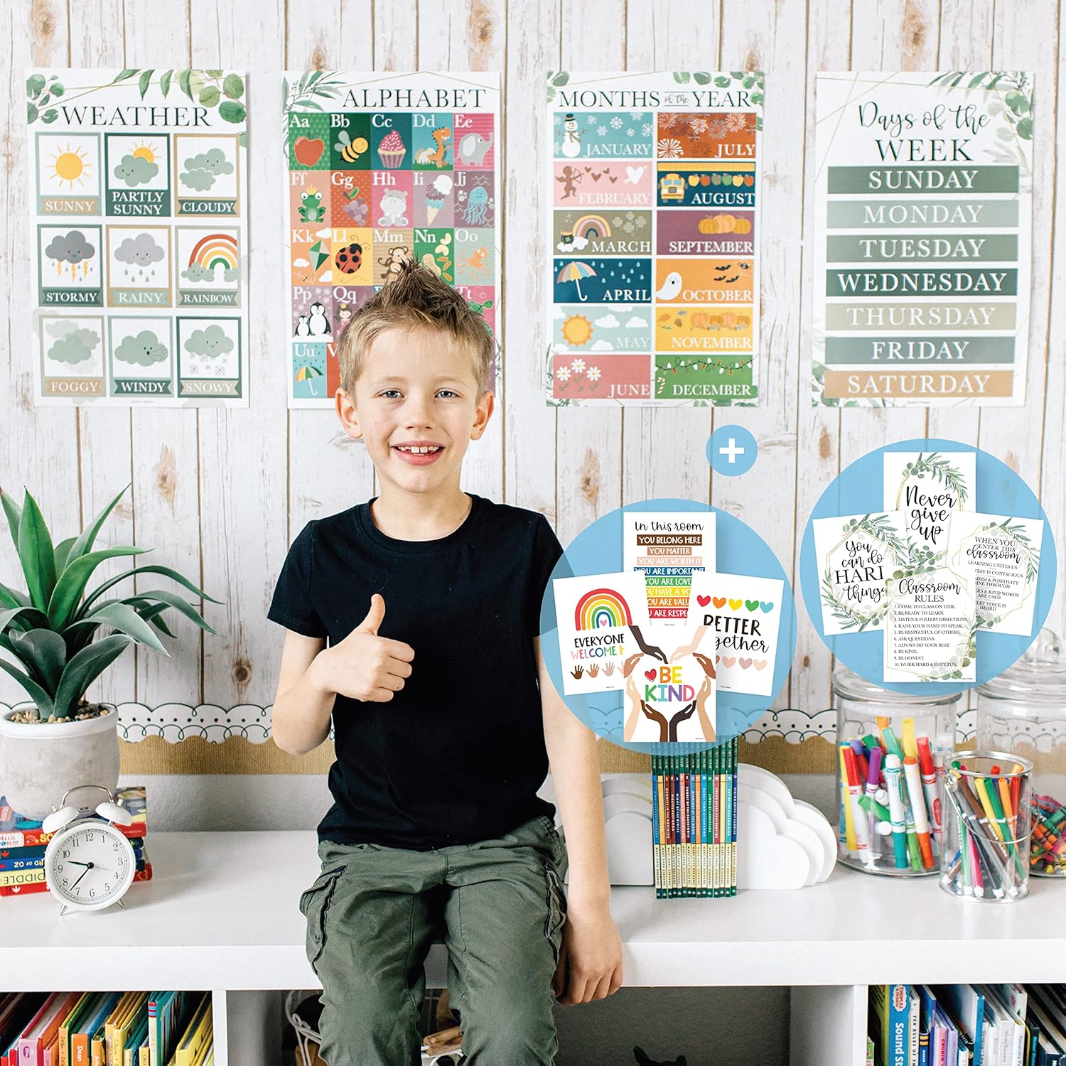 Amazon.com: Hadley Designs 16 Greenery Kids Educational Posters For ...