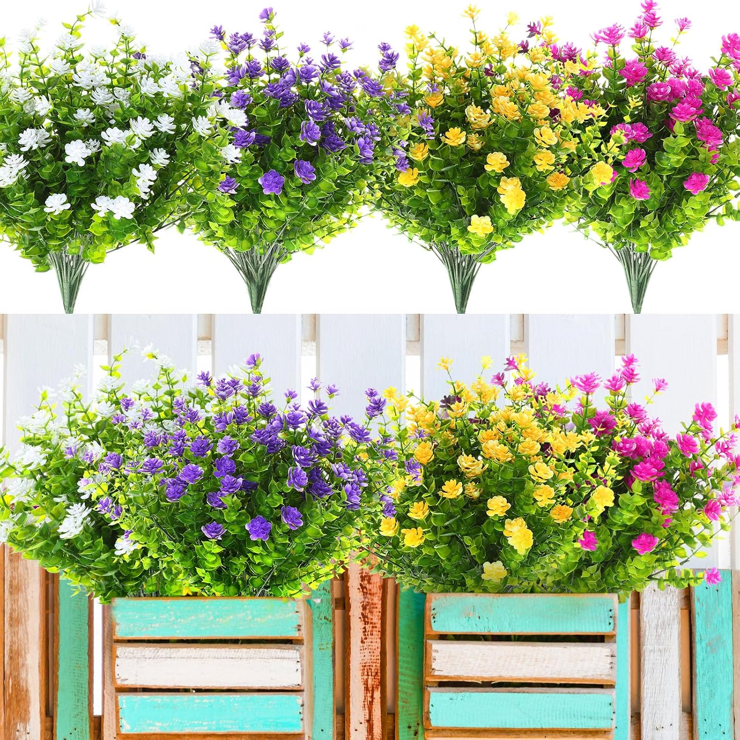 Amazon.com: Crowye 24 Bundles Artificial Flowers Fake Plastic Flowers ...