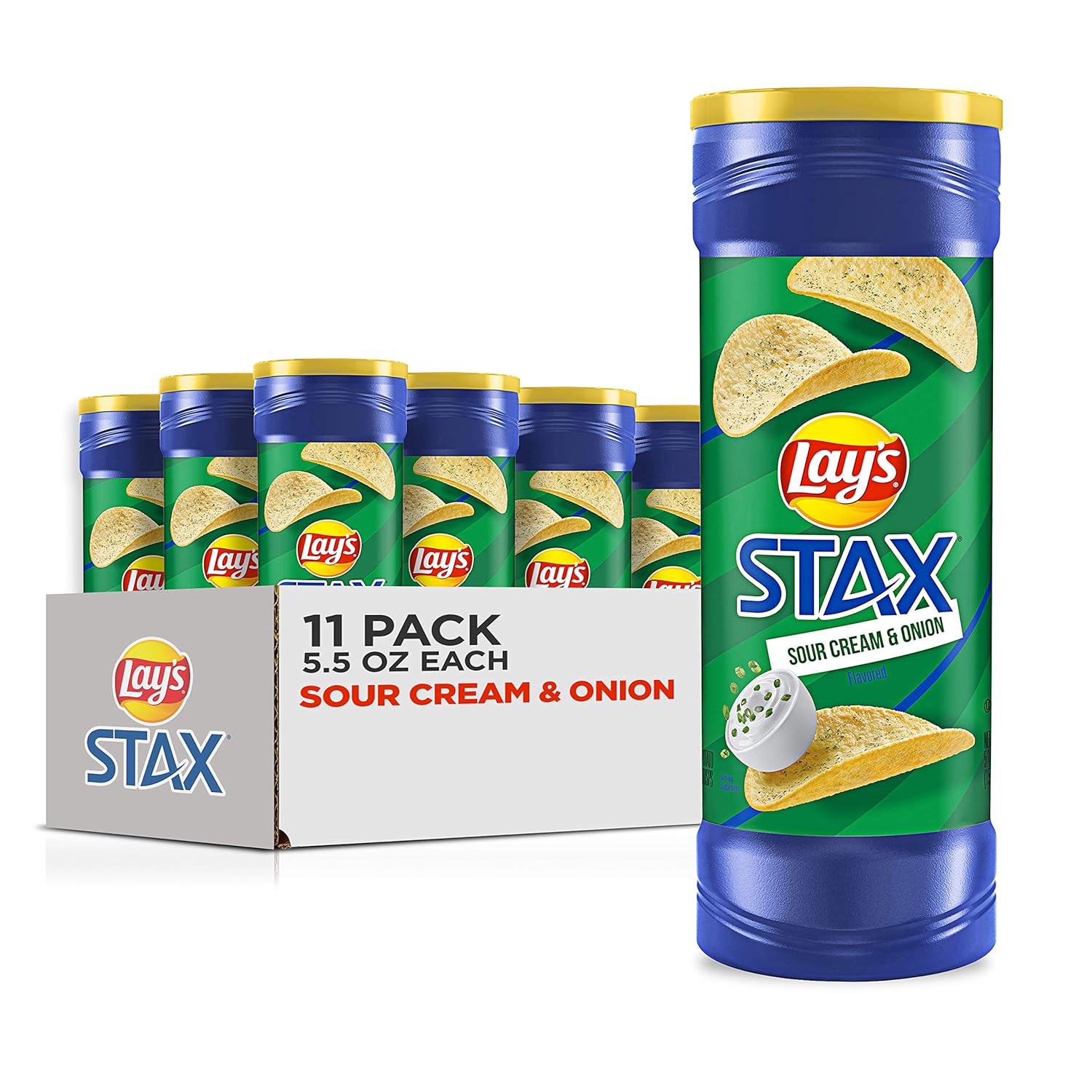 Amazon.com: Lay's Stax Potato Crisps, Sour Cream and Onion, 5.5 Ounce (Pack of 11)