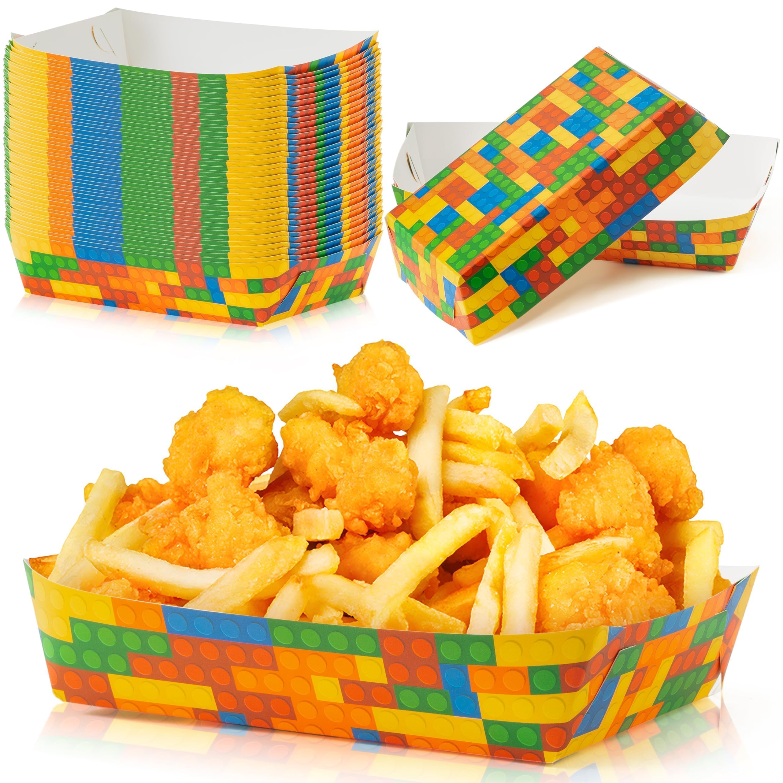 Amazon.com | Kwanzaa Block Food Trays - 50P Toy Brick Paper Food Trays ...