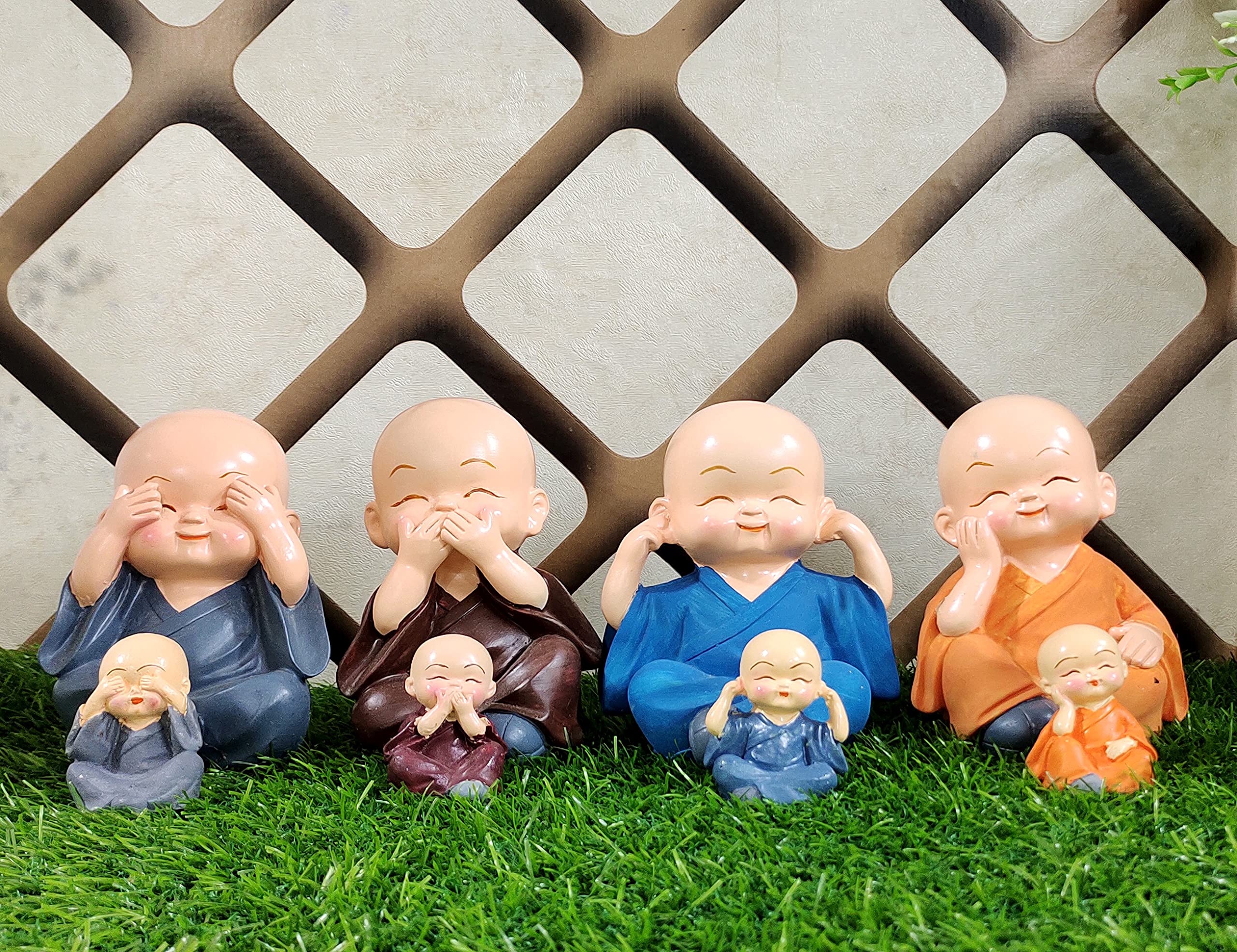 Buy Sawcart Colorful 4 Laughing Buddha Monks With Small Car Dashboard ...