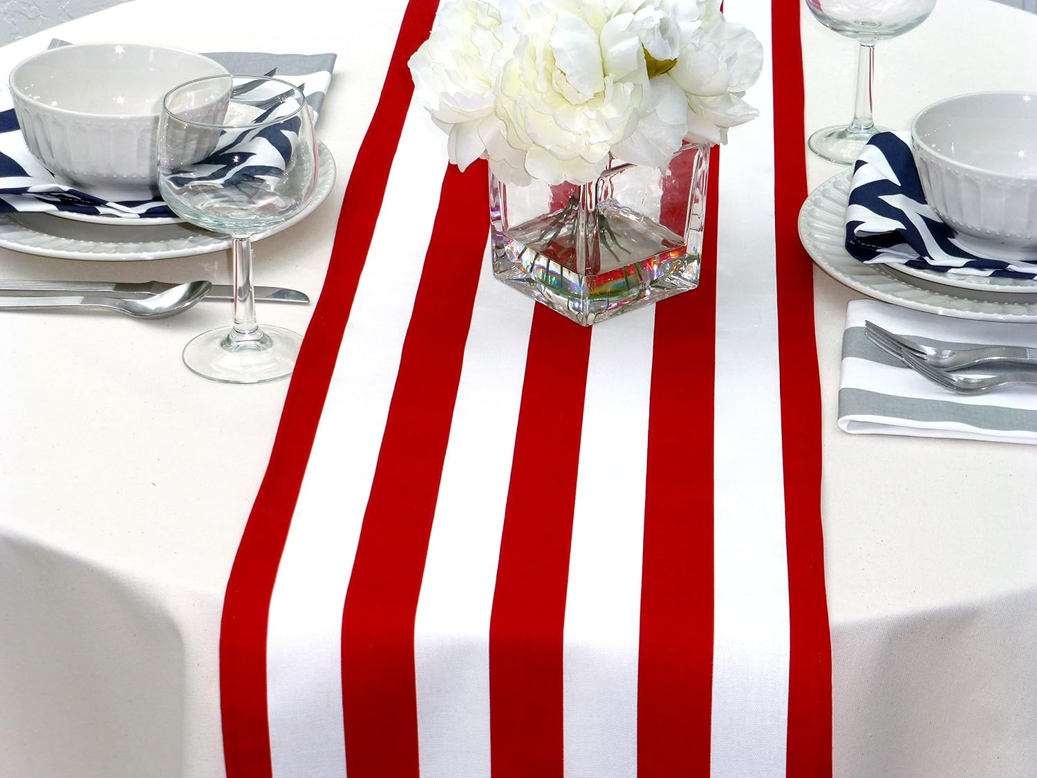 Amazon.com: Appleberry Attic Striped Table Runner Collection (Red ...