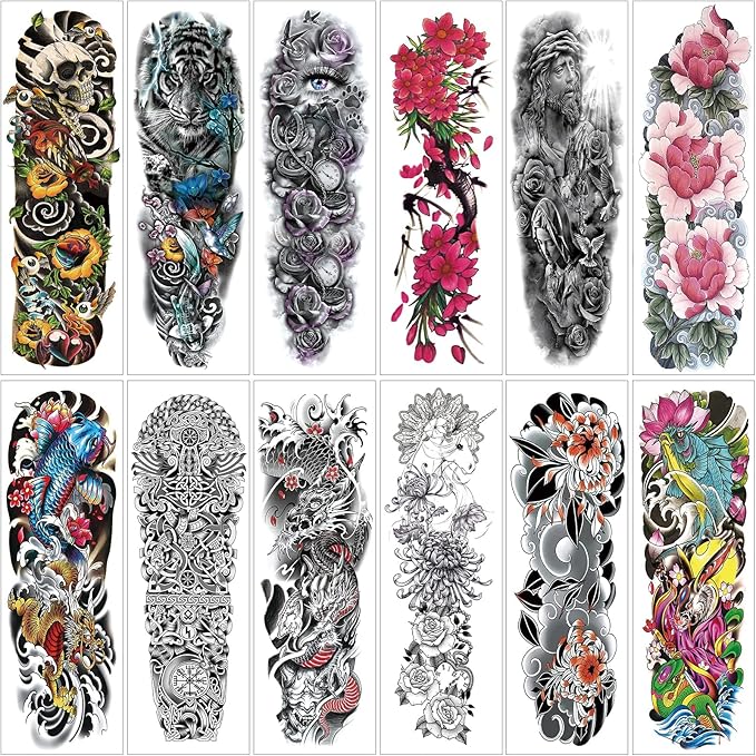 Aresvns Full sleeve Temporary Tattoo for Men and Women (L19“xW7 ...