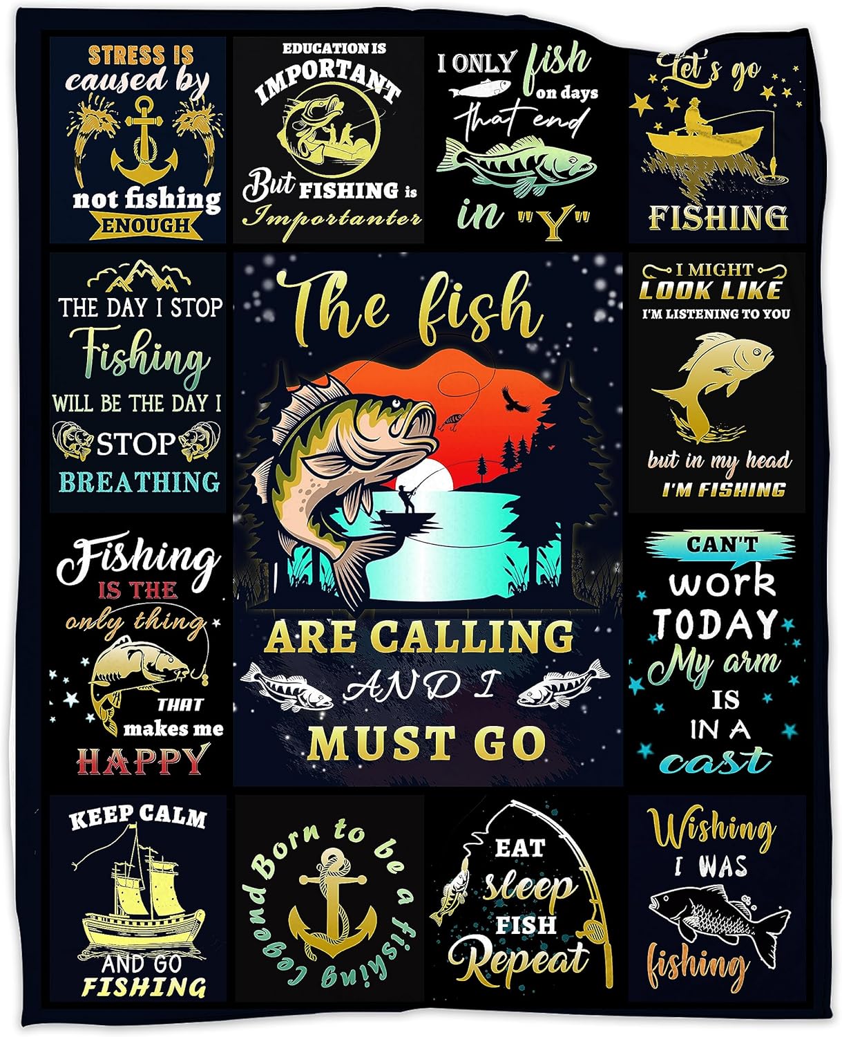 Amazon.com: Fishing Lovers Blanket Gift, Fishing Gift for Man, Fish ...